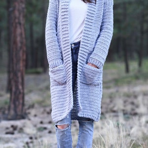 Long Crocheted Cardigan, Autumn Duster Cardigan Crochet Pattern, Easy ...