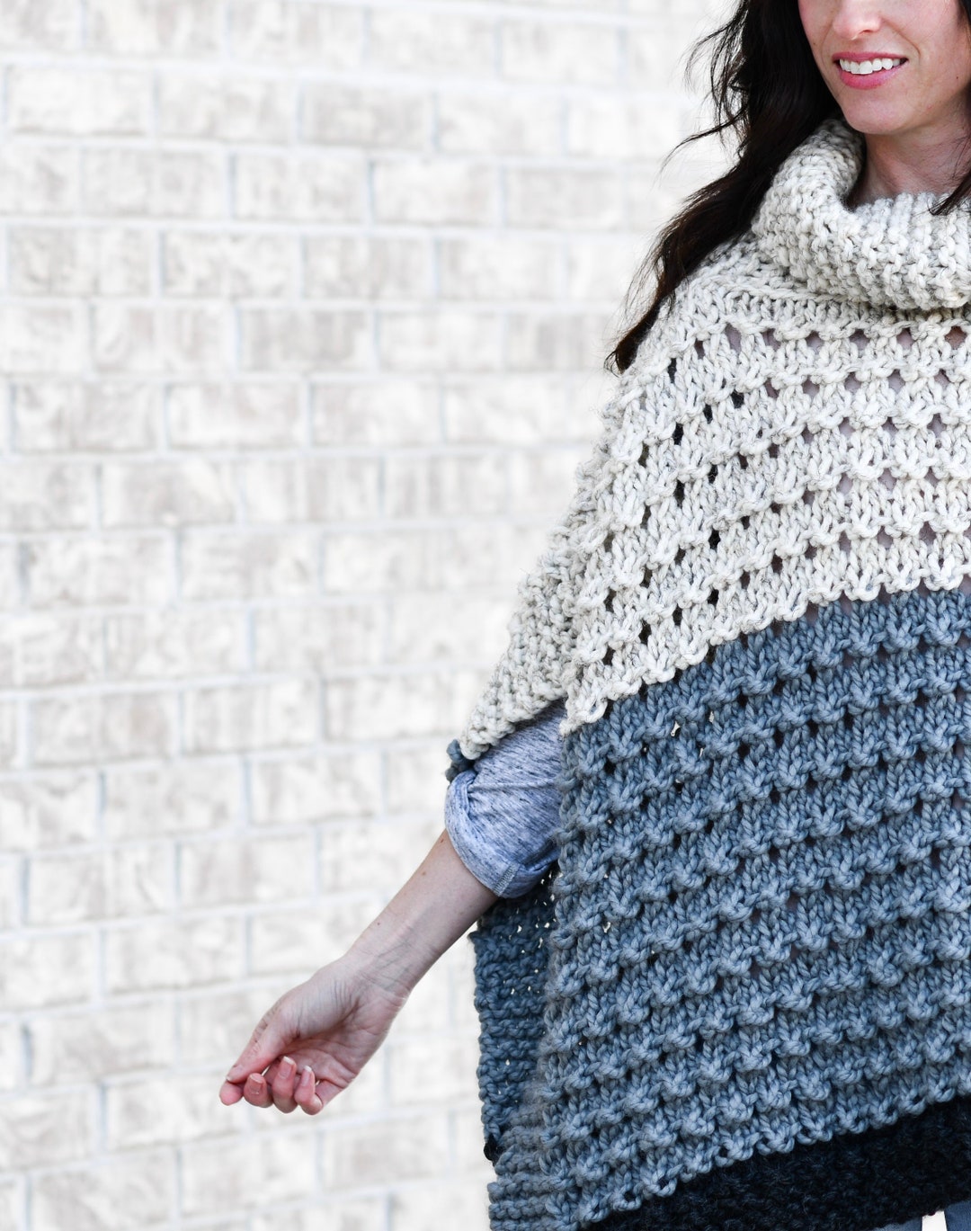 Knitting Pattern, Color Block Poncho Knitting Pattern, Vail Ski Knit ...