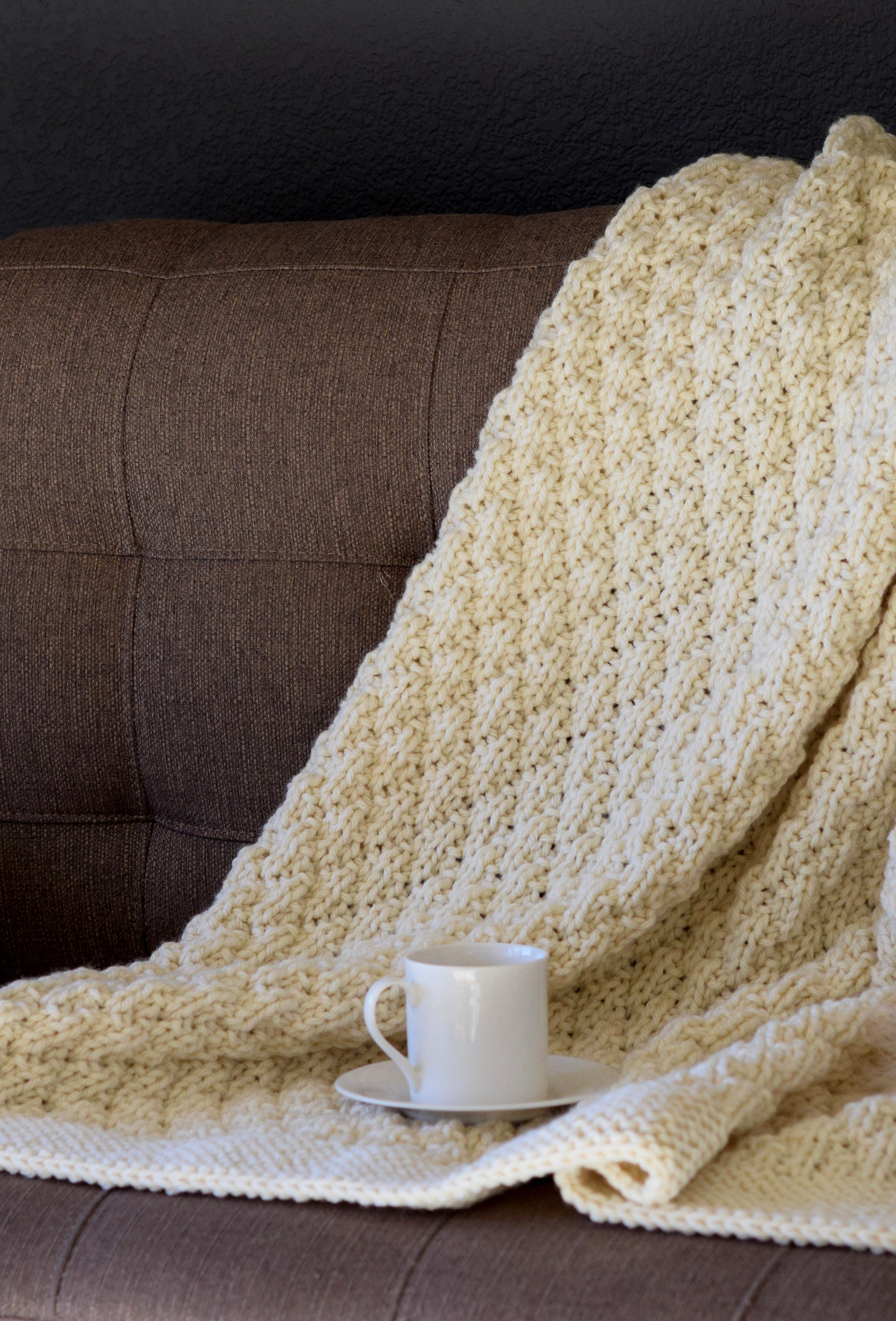 Billowy Knit Throw Quilted Look Blanket Pattern Pretty - Etsy