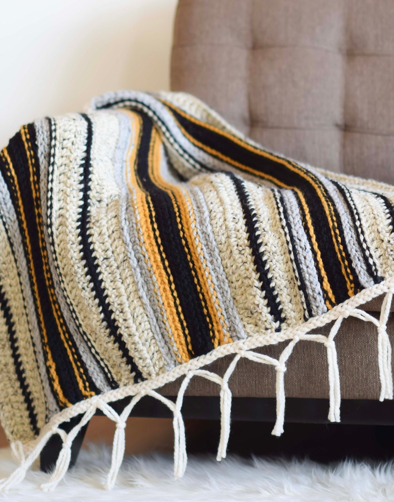 Mexican Serape Crocheted Blanket, Crochet Pattern, Southwest Blanket ...