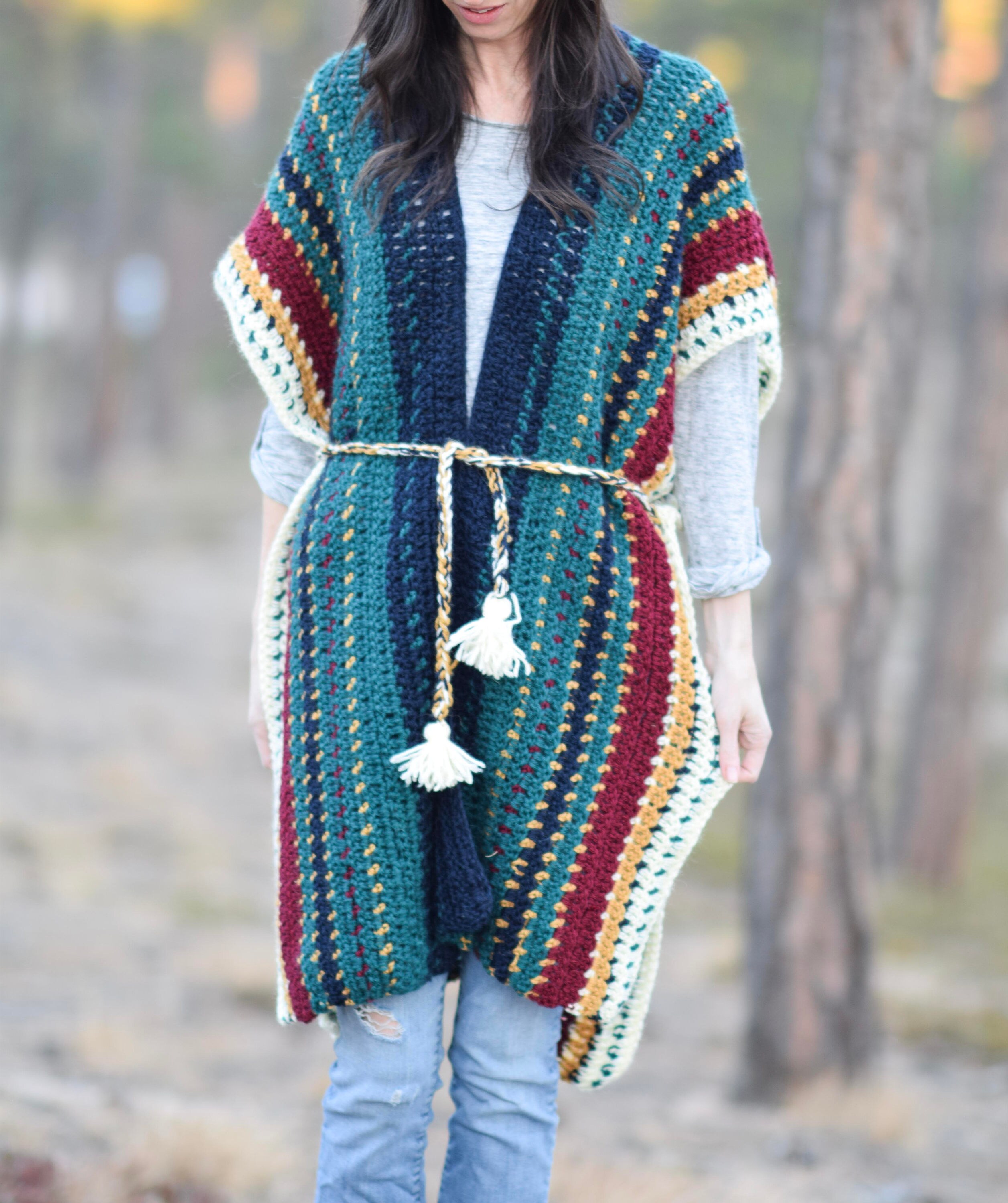 Crocheted Ruana Pattern, Serape Crochet Pattern, Crocheted Poncho ...
