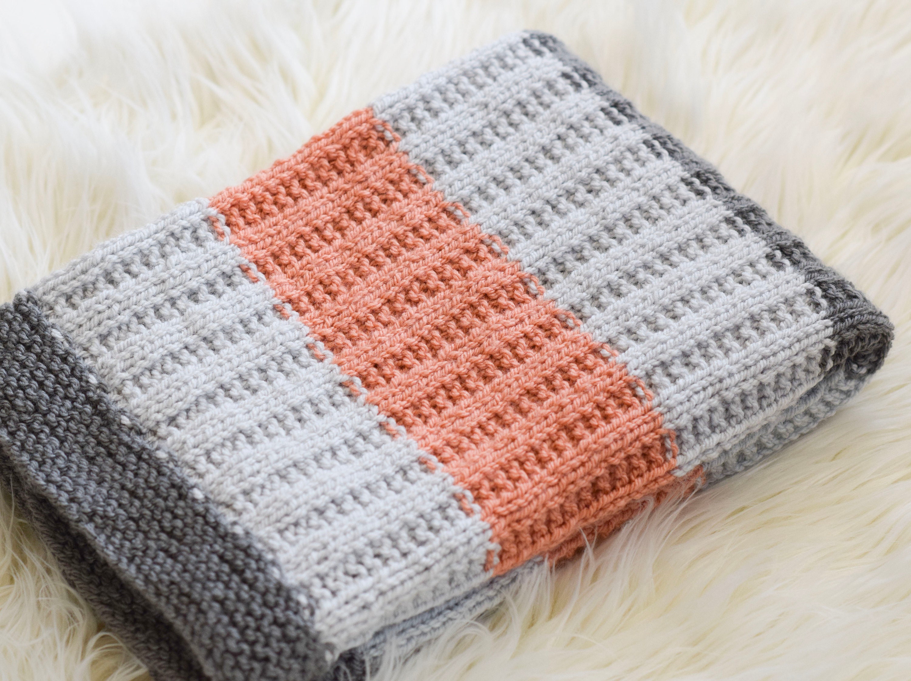 Mae Ribbed Blanket Knitting Pattern Easy Knit Baby Blanket - Etsy