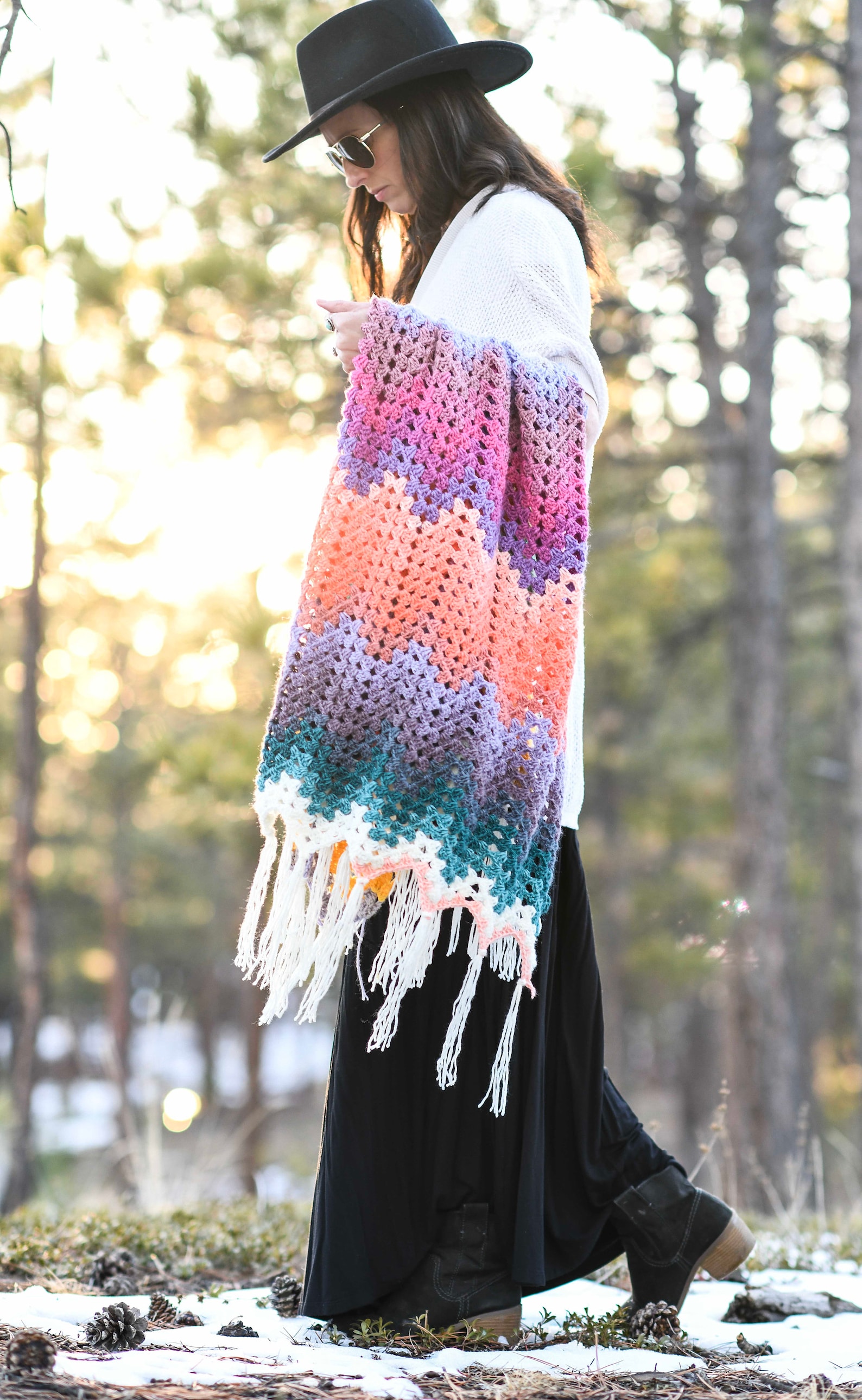 Sundance Throw Blanket Crochet Pattern, Granny Ripple Stitch Blanket ...