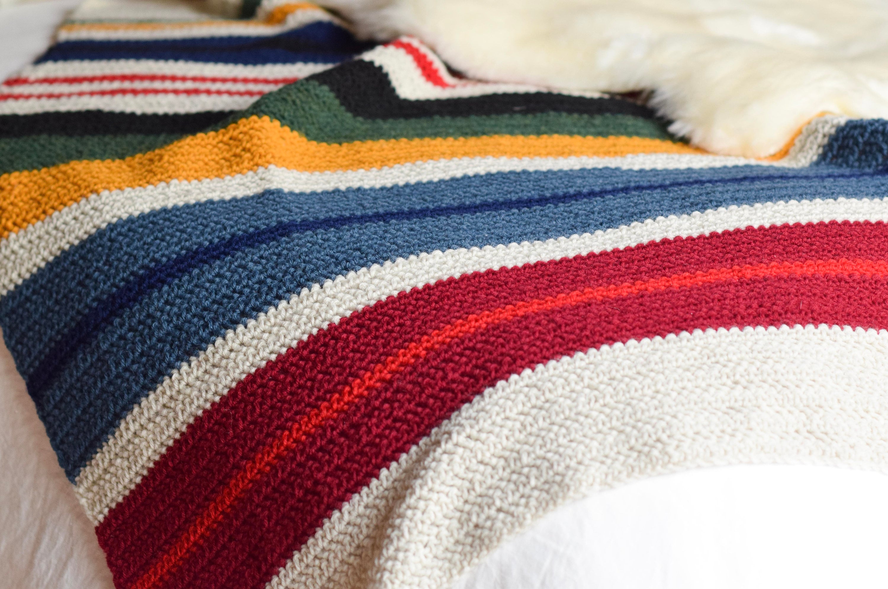 Easy Striped Crochet Blanket Pattern, Cabin Stripes Blanket Crochet ...