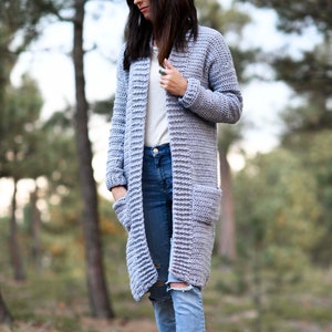 Long Crocheted Cardigan, Autumn Duster Cardigan Crochet Pattern, Easy ...