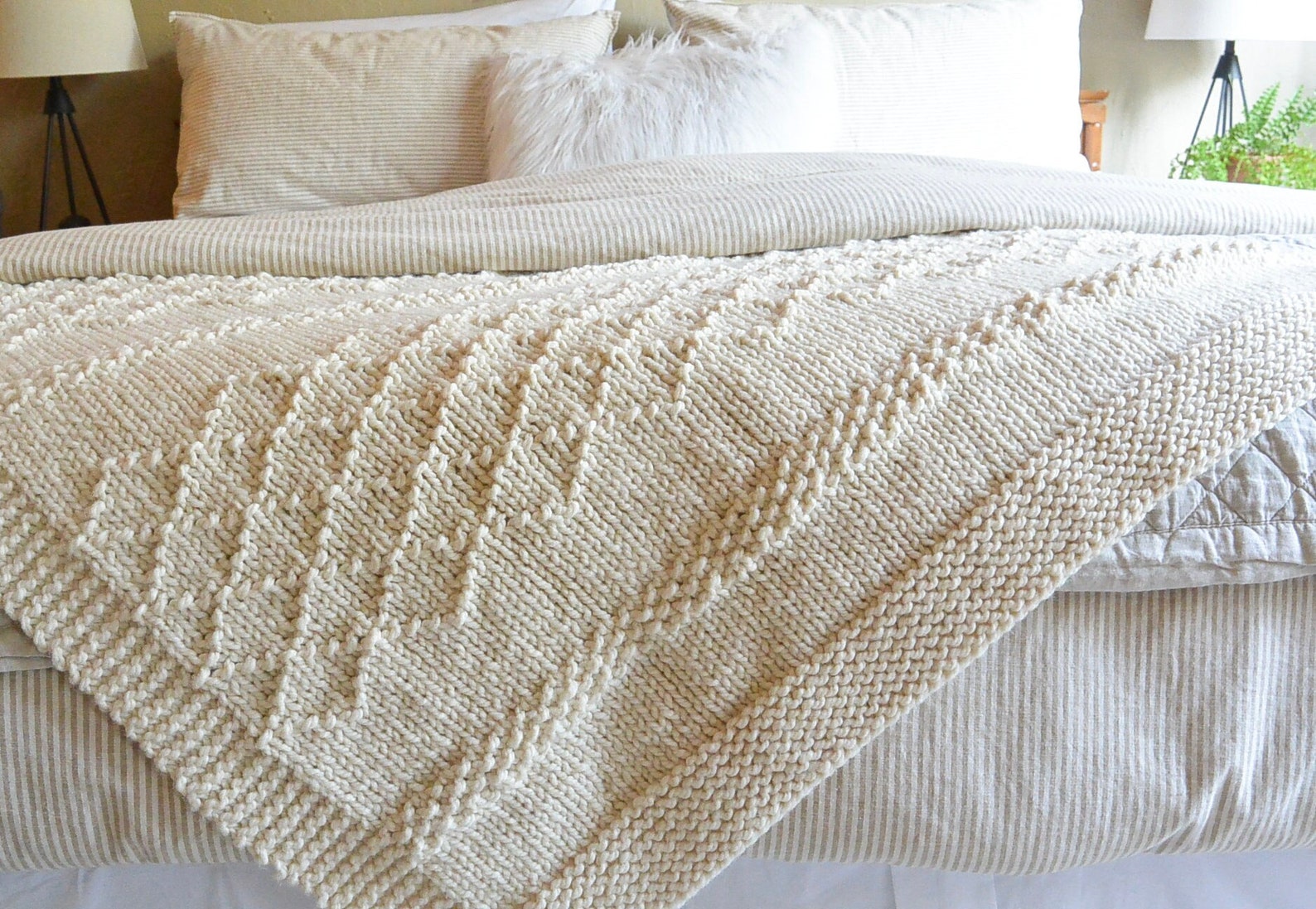 Chunky Knit Blanket Pattern Quick Throw Knitting Pattern - Etsy