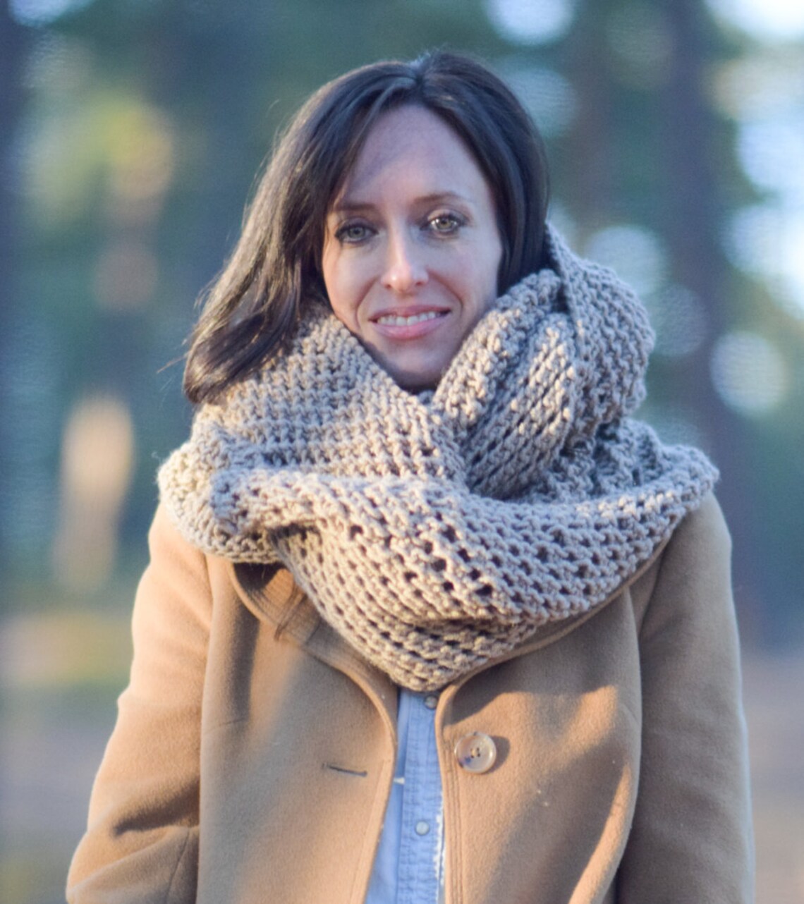 Big Knit Scarf, Knit Infinity Scarf Pattern, Bulky Knitting Pattern ...