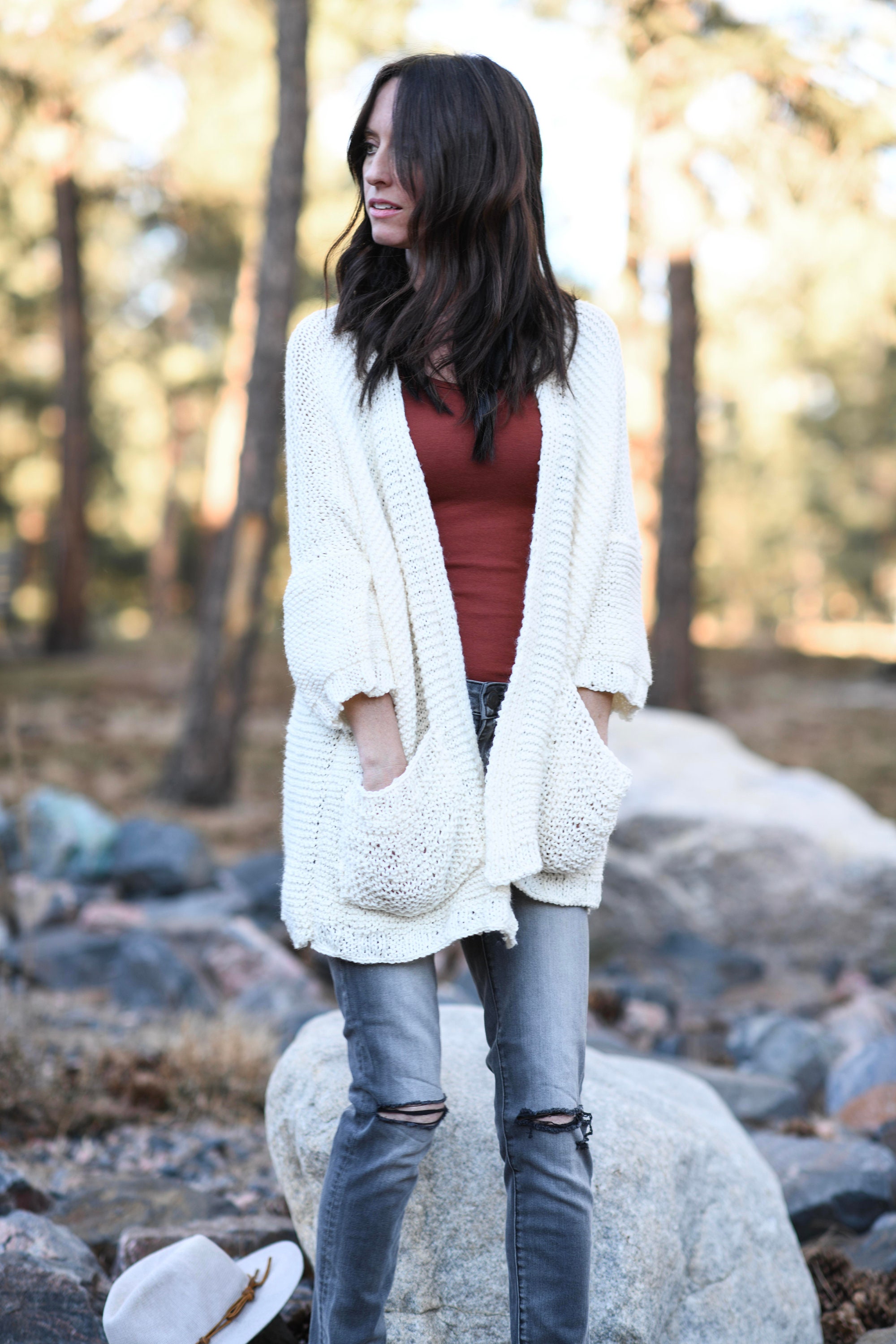 Easy Cardigan Knitting Pattern, Haven Pocket Shawl Cardigan, Beginner ...