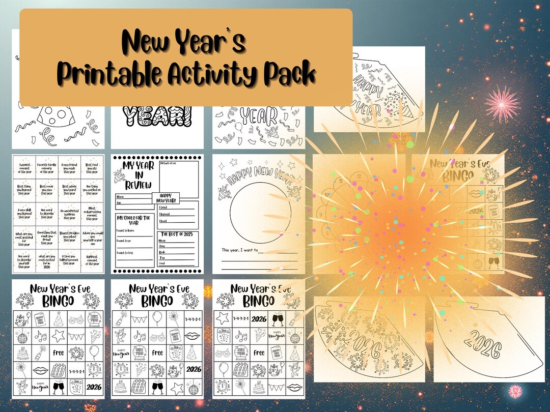 New Year's Activity Pack for Kids | New Year Coloring Pages | Printable ...