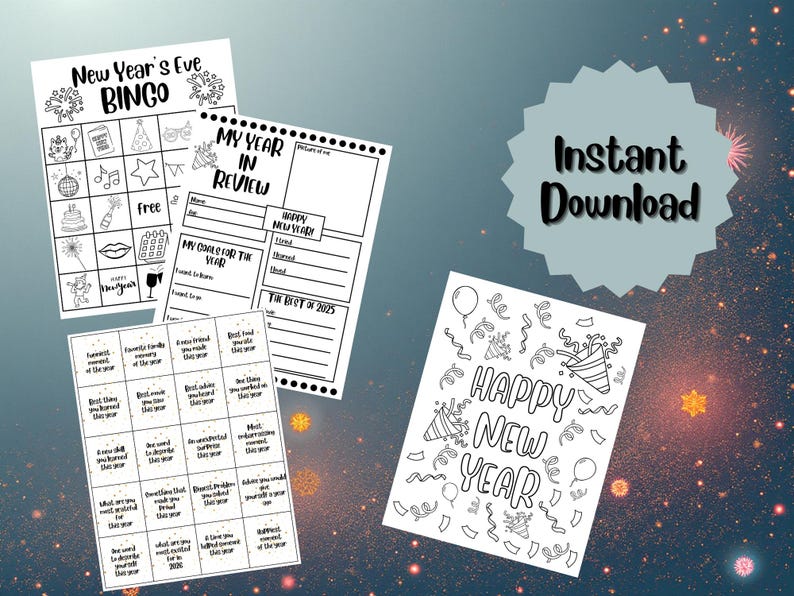 New Year's Activity Pack for Kids | New Year Coloring Pages | Printable ...