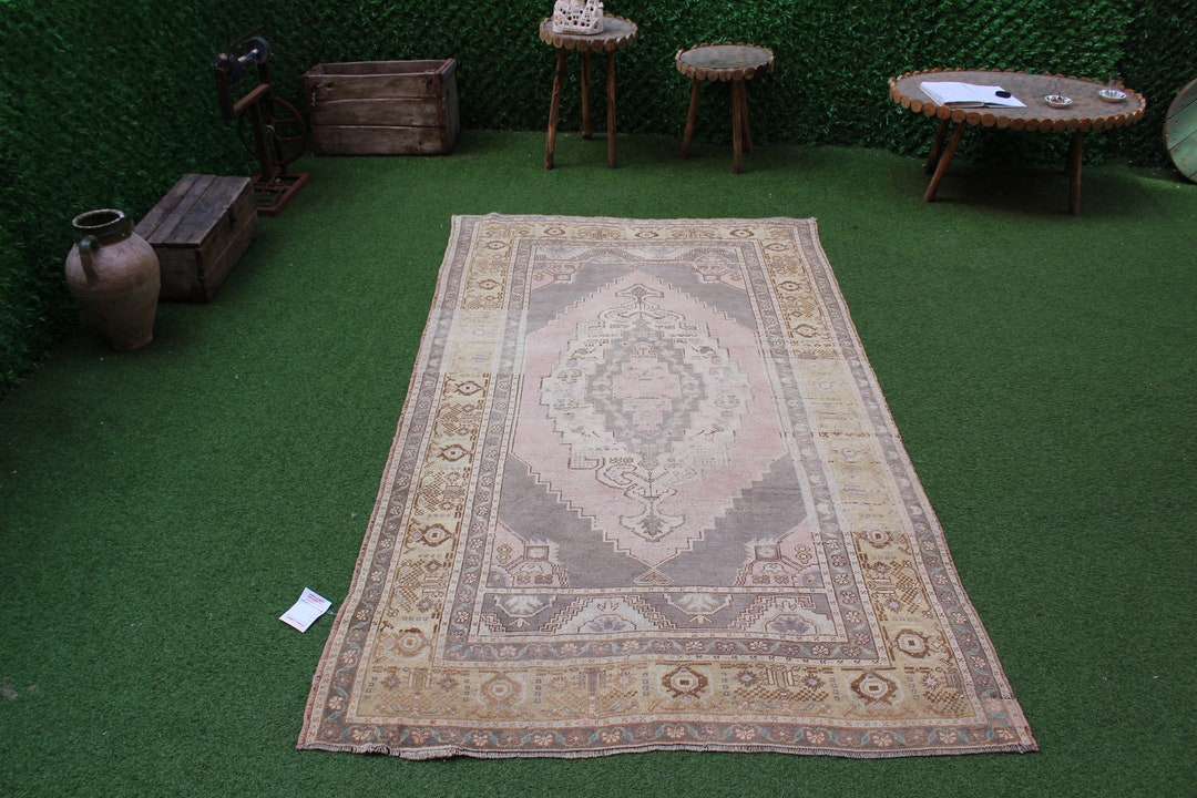 Living Room Decor, Handmade Rug, Pink Turkish Rug, Pale Oushak Rug ...