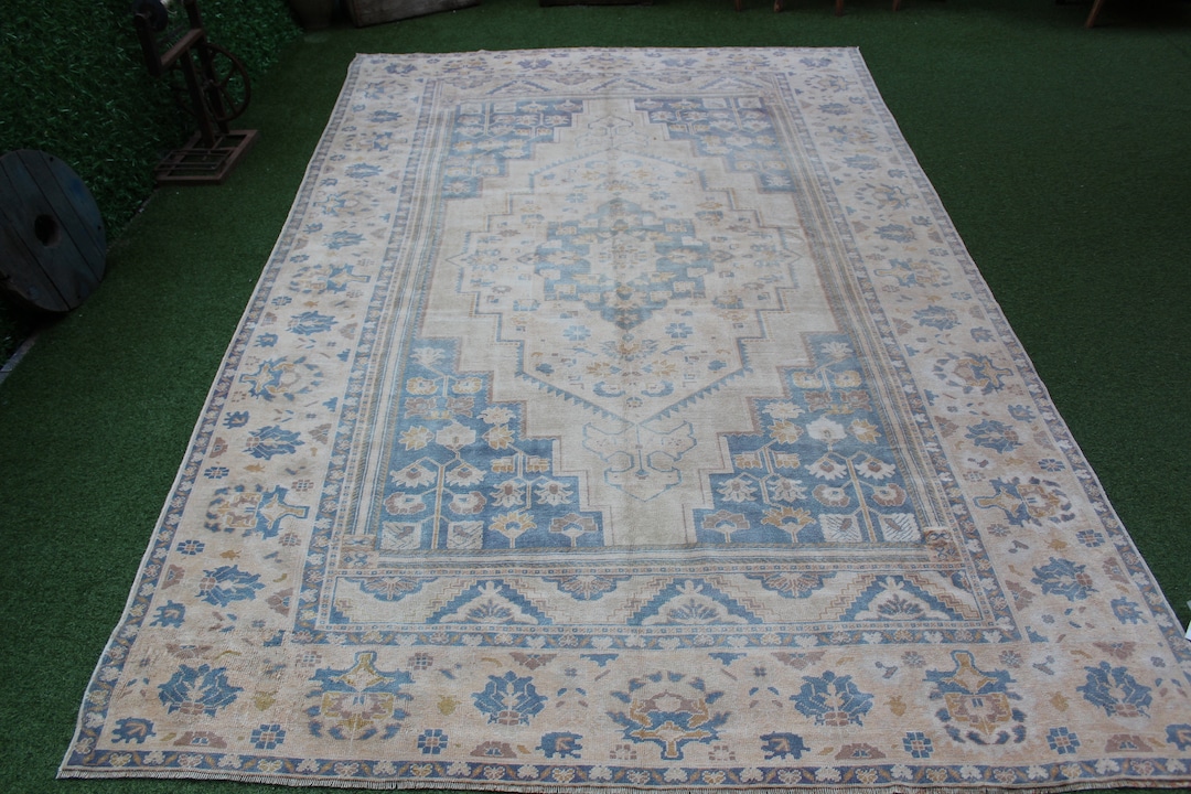 Blue Large Rug, Oushak Blue Rug, Living Room Decor, Dining Room Rug ...
