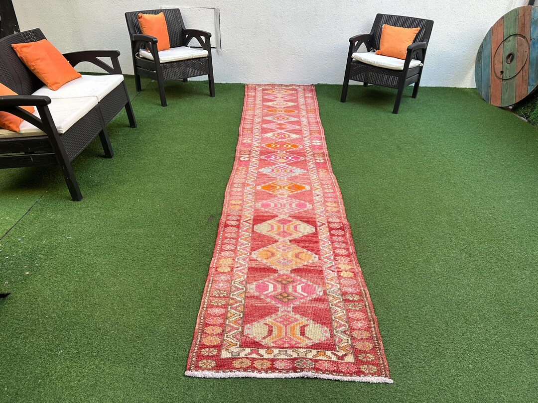 Handwoven Wool Turkish Runner: 3x13 Ft Vintage Hallway Rug - Etsy