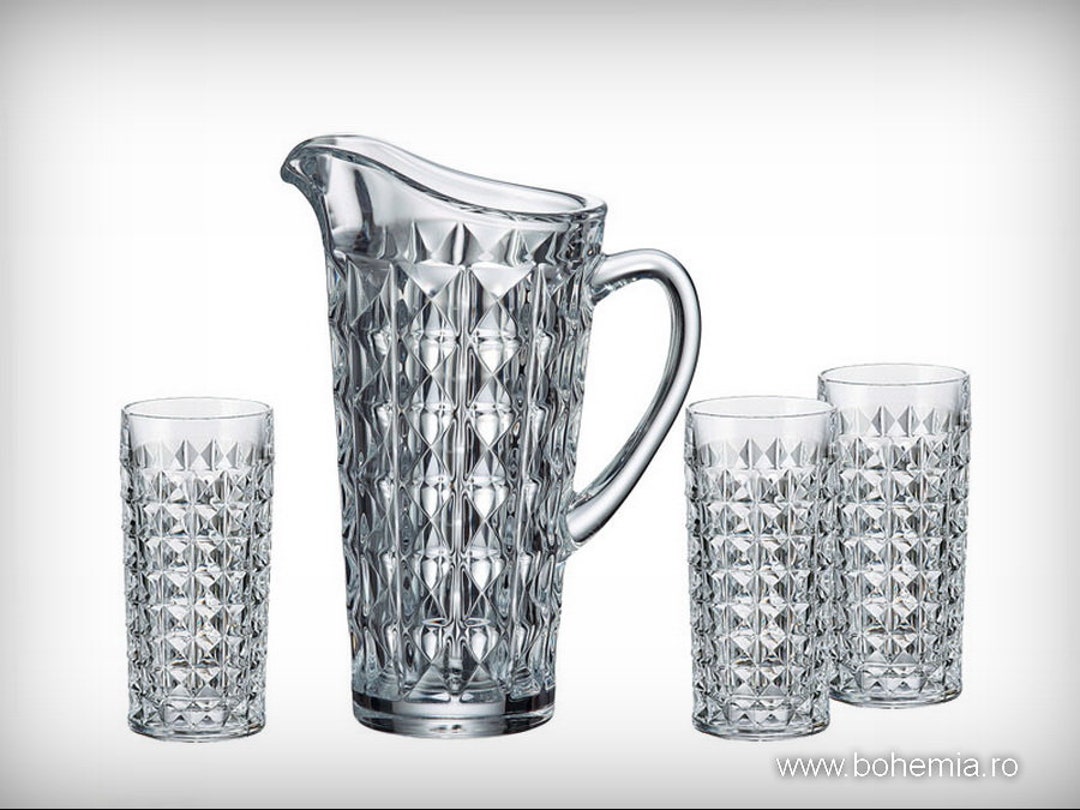 Bohemia Crystal Glass Drinking Set Pitcher 34 Oz 6 Highball - Etsy