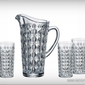 Bohemia Crystal Glass Drinking Set Pitcher 34 Oz 6 Highball - Etsy