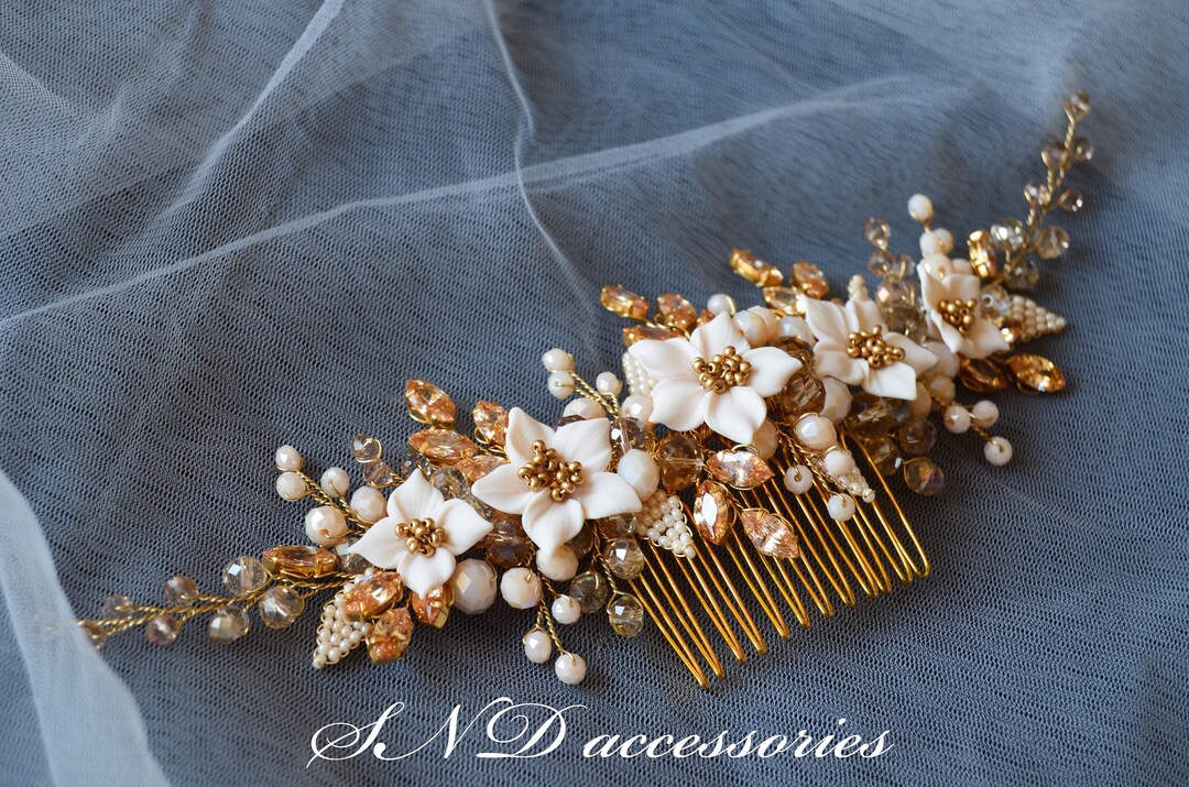 Hair Comb Bridal Headpiece Wedding Hair Accessories Floral - Etsy