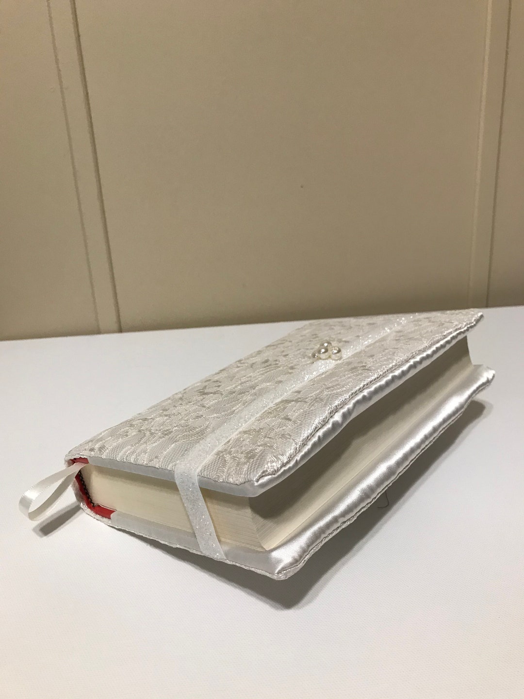 Beautiful Ivory Satin and Lace Design Bible or Book Cover 9" Length X 6 ...
