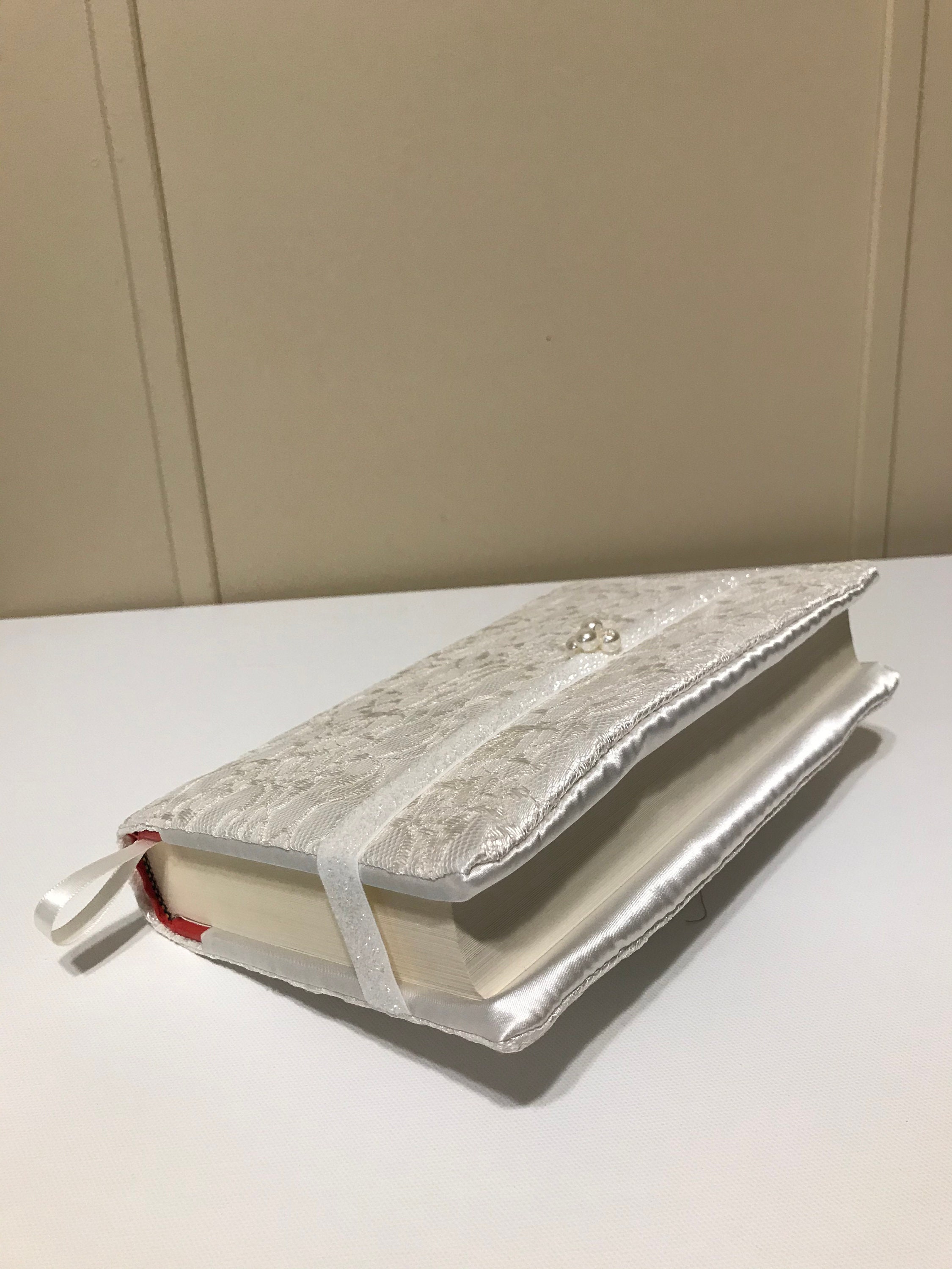 Beautiful Ivory Satin and Lace Design Bible or Book Cover 9" Length X 6 ...