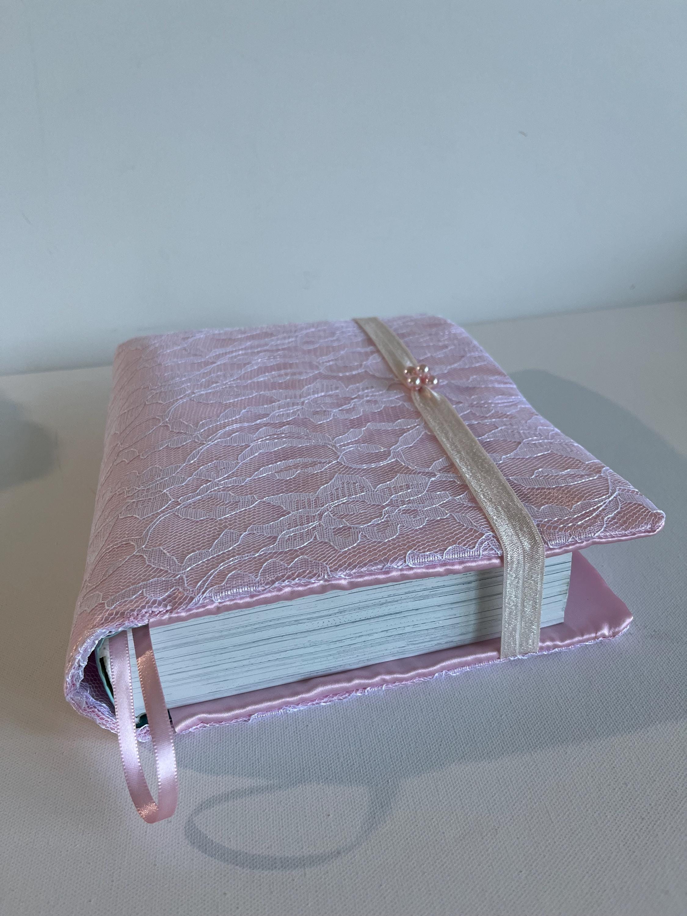 Beautiful Pink Satin and Lace Design Bible or Book Cover 10 1/4”length ...