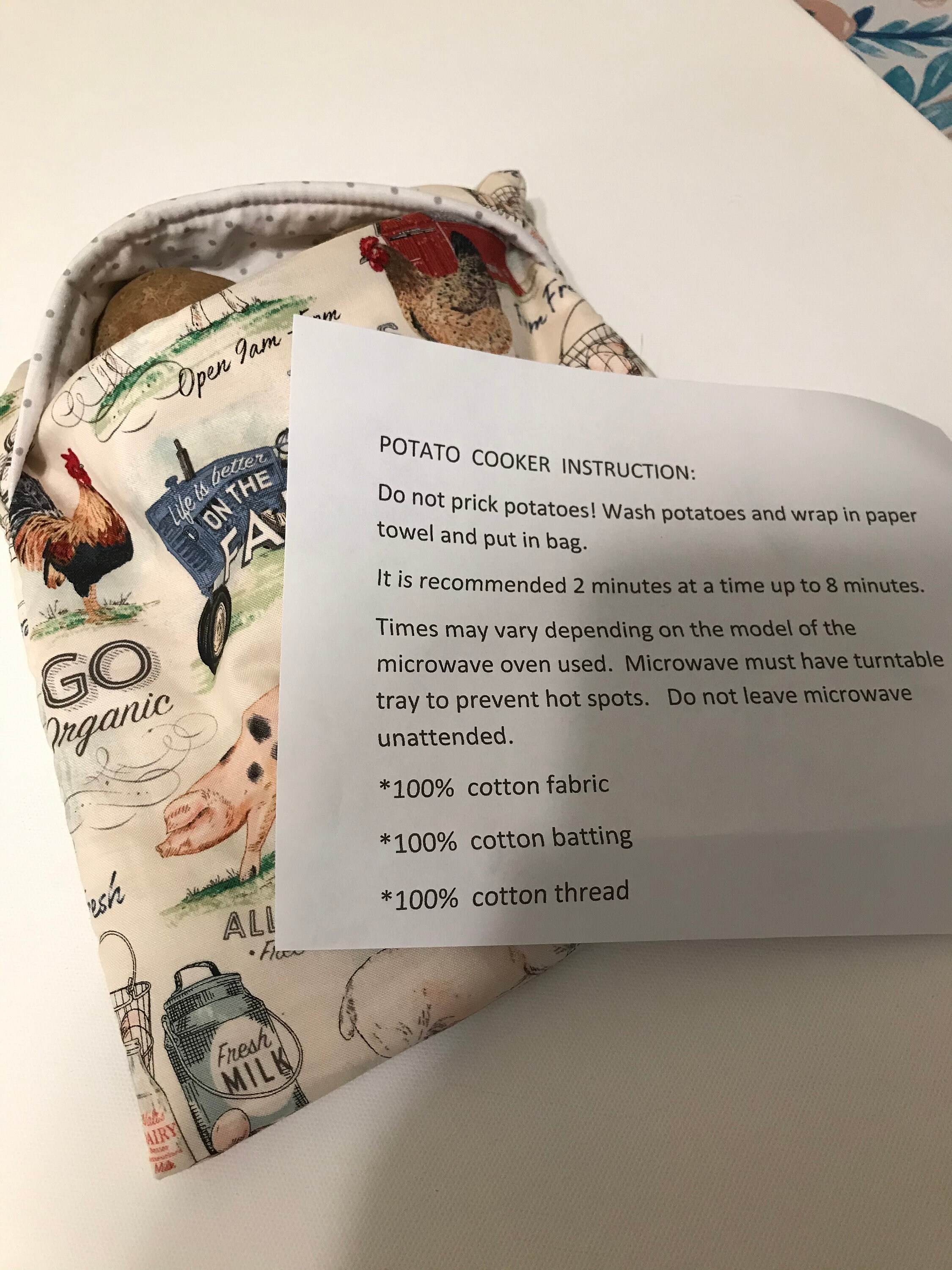 Large Microwave Potato Bag -warm Rolls and Biscuits- Potato Cooker ...