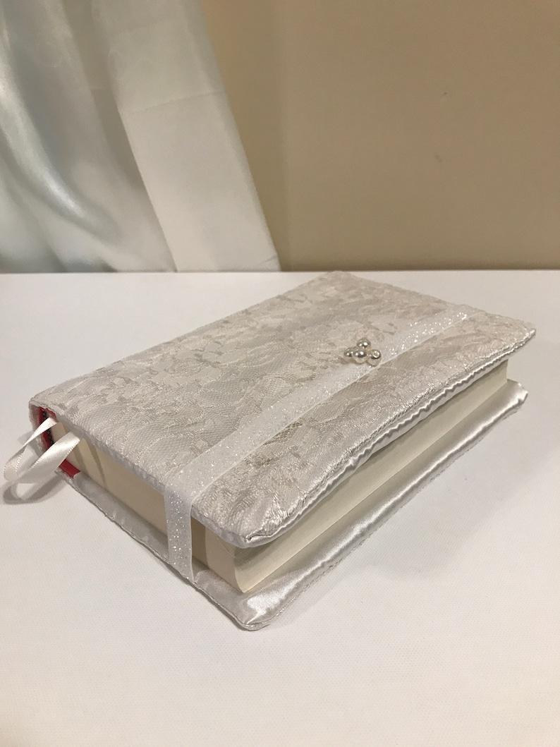 Beautiful Ivory Satin and Lace Design Bible or Book Cover 9" Length X 6 ...