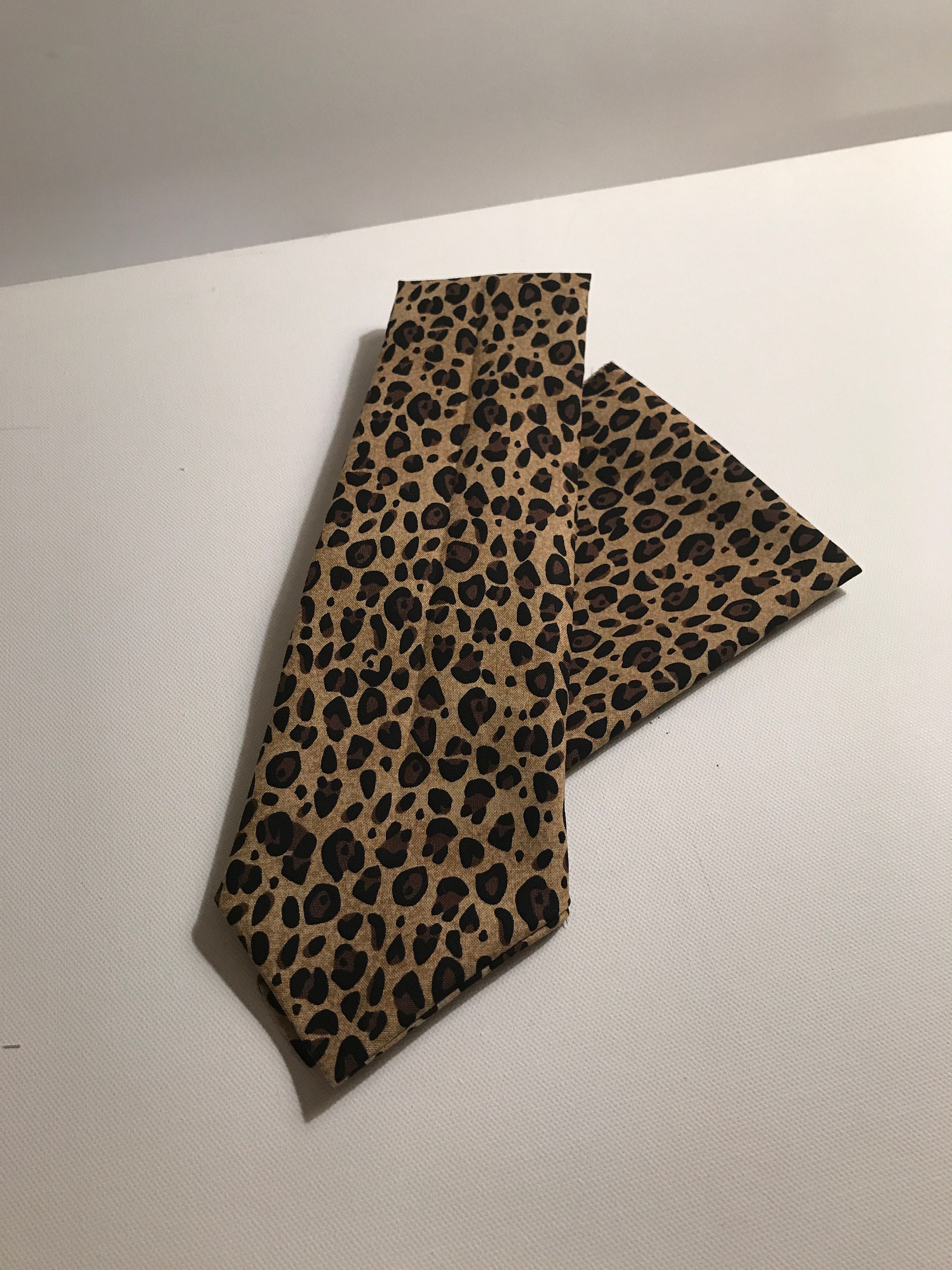 Men Necktie, Leopard Spotted Print Skinny/ Pocket Squares Wedding, Best ...