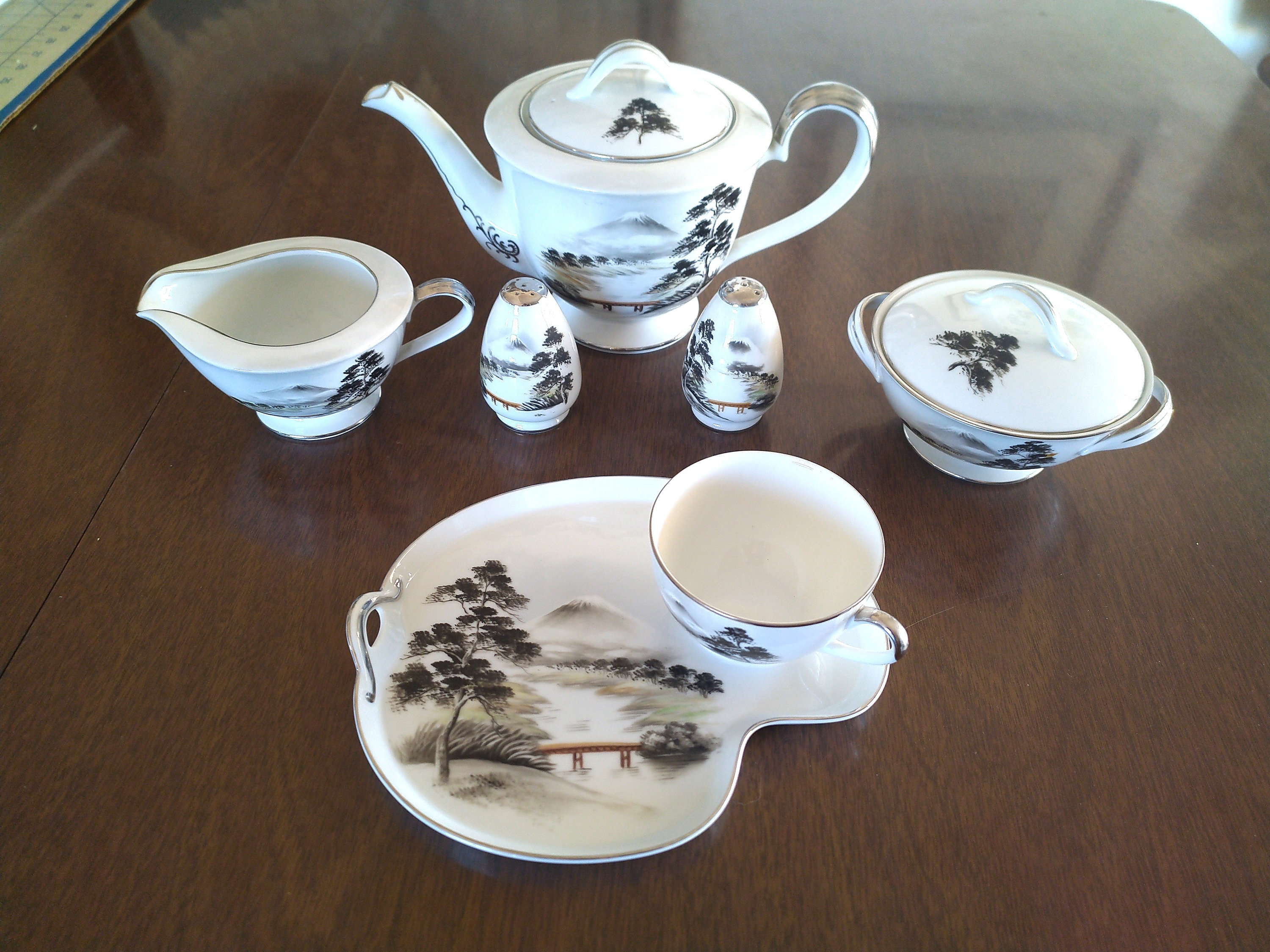 Vintage Japanese Kutani Full Tea Set 23 Pc Porcelain China Hand Painted ...