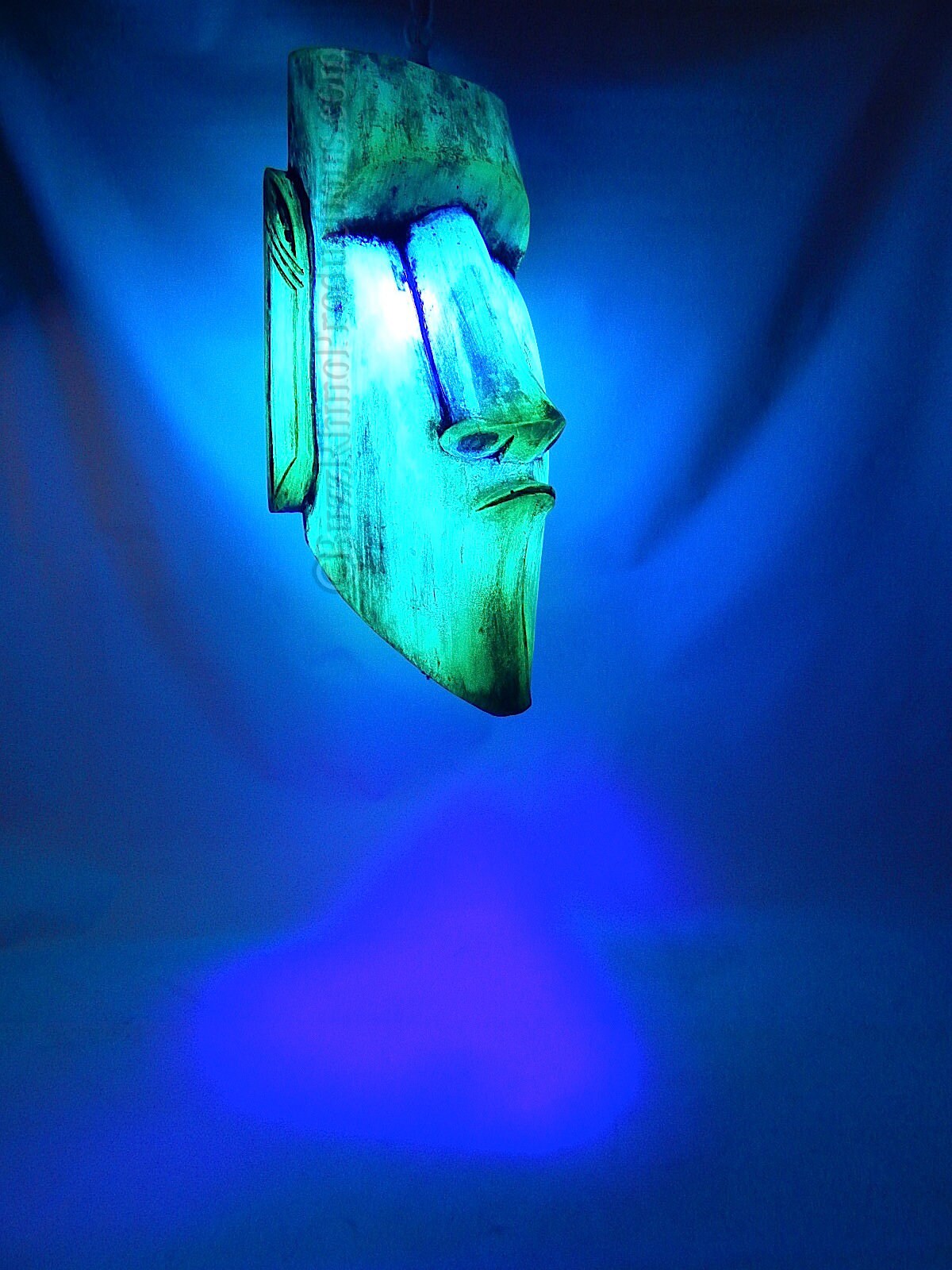 GREEN Moai Hanging Lamp Tiki Room Bar Light Lava Light Neon Easter ...