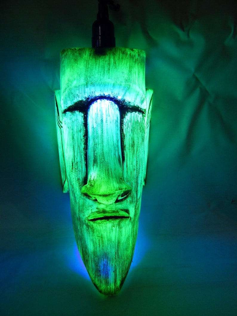 YELLOW Moai Hanging Lamp Tiki Room Bar Light Lava Light Neon Easter ...