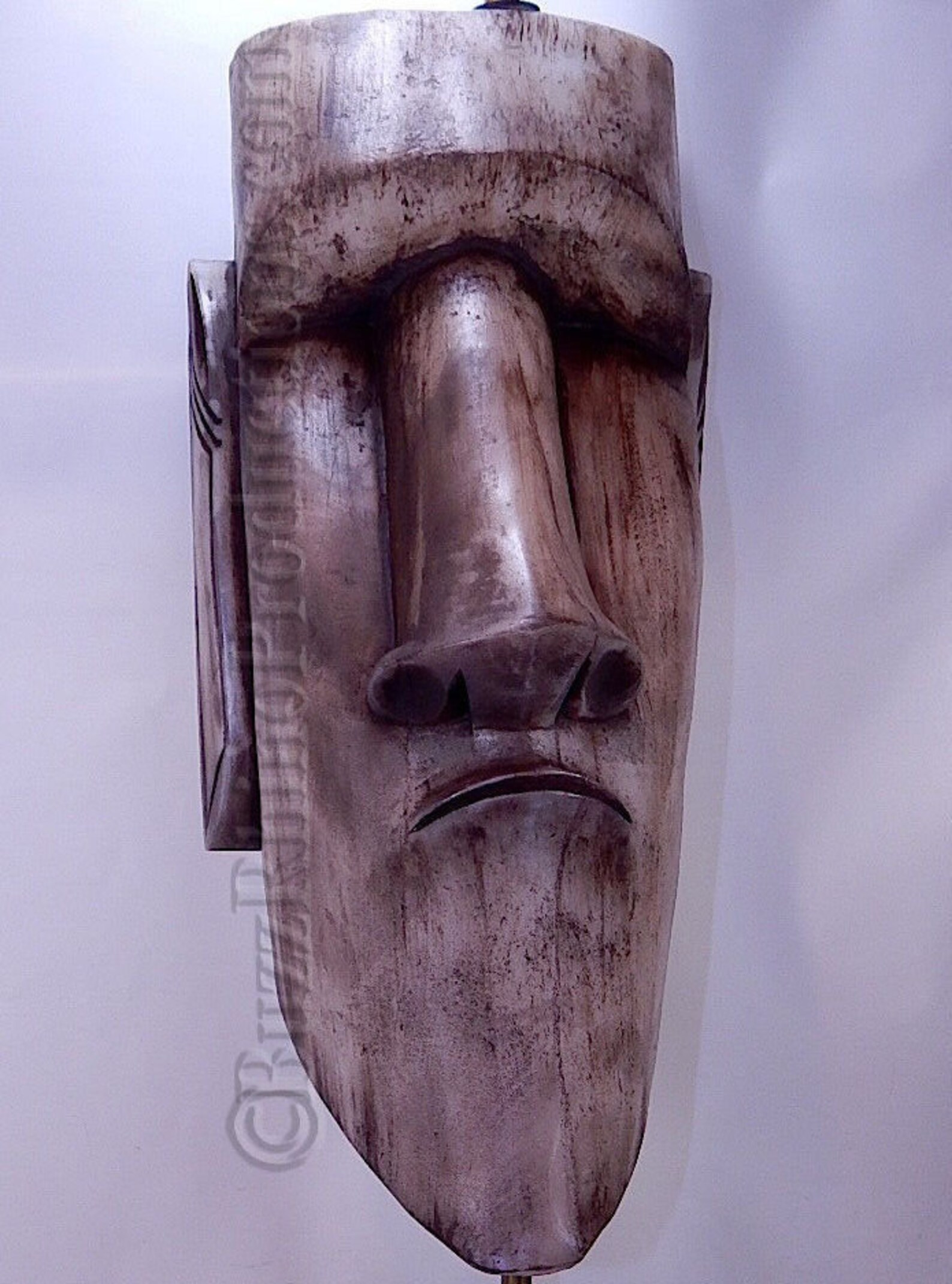 BONE WHITE Moai Hanging Lamp Tiki Room Bar Light Lava Light Neon Island ...