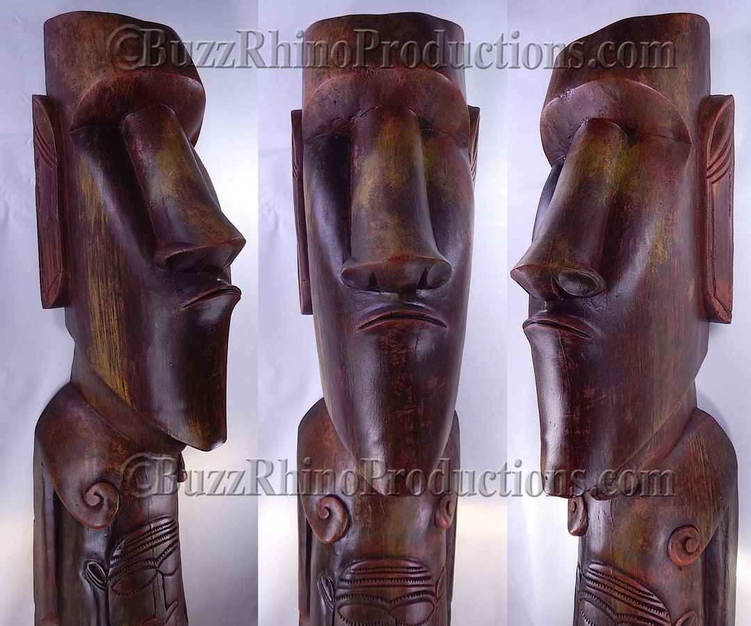 Moai Tiki Statue Tiki Room Figure Figurine Bar Display Icon Long Ear ...