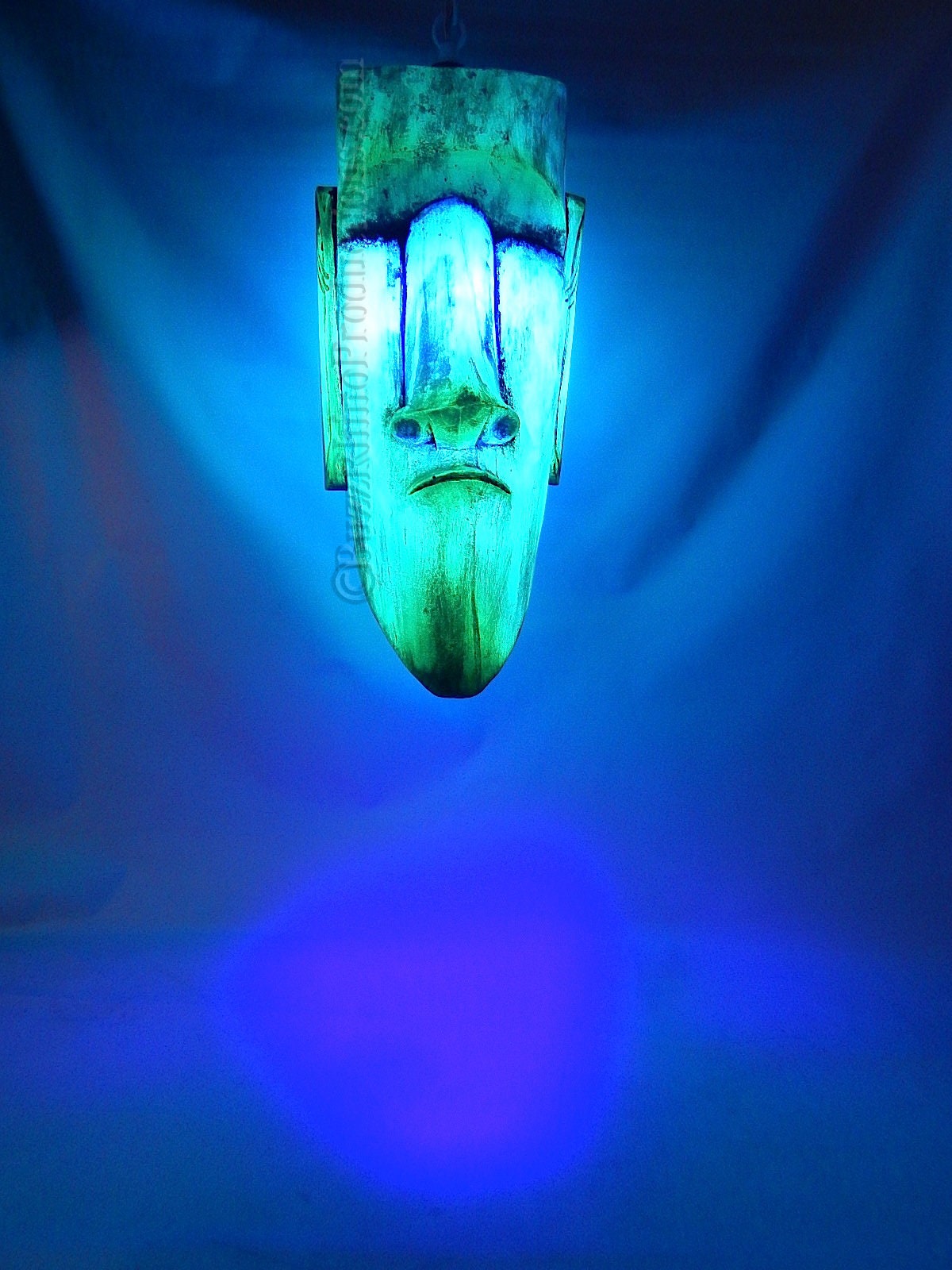 GREEN Moai Hanging Lamp Tiki Room Bar Light Lava Light Neon Easter ...