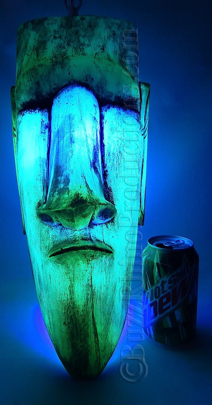 GREEN Moai Hanging Lamp Tiki Room Bar Light Lava Light Neon Easter ...