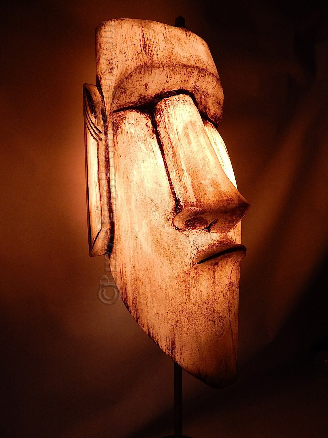 BONE WHITE Moai Hanging Lamp Tiki Room Bar Light Lava Light Neon Island ...