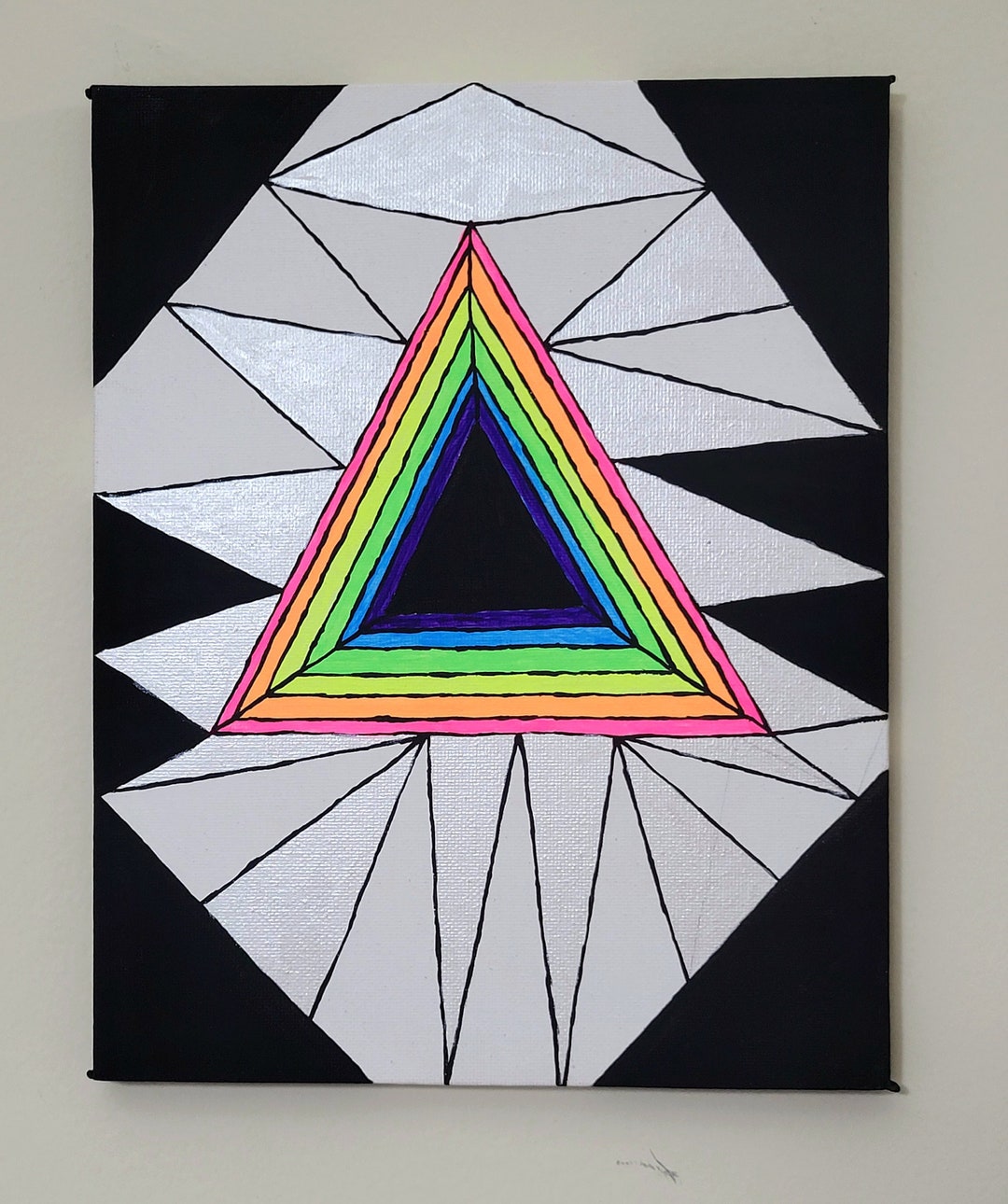 Rainbow Geometric Abstract Canvas Painting - Etsy