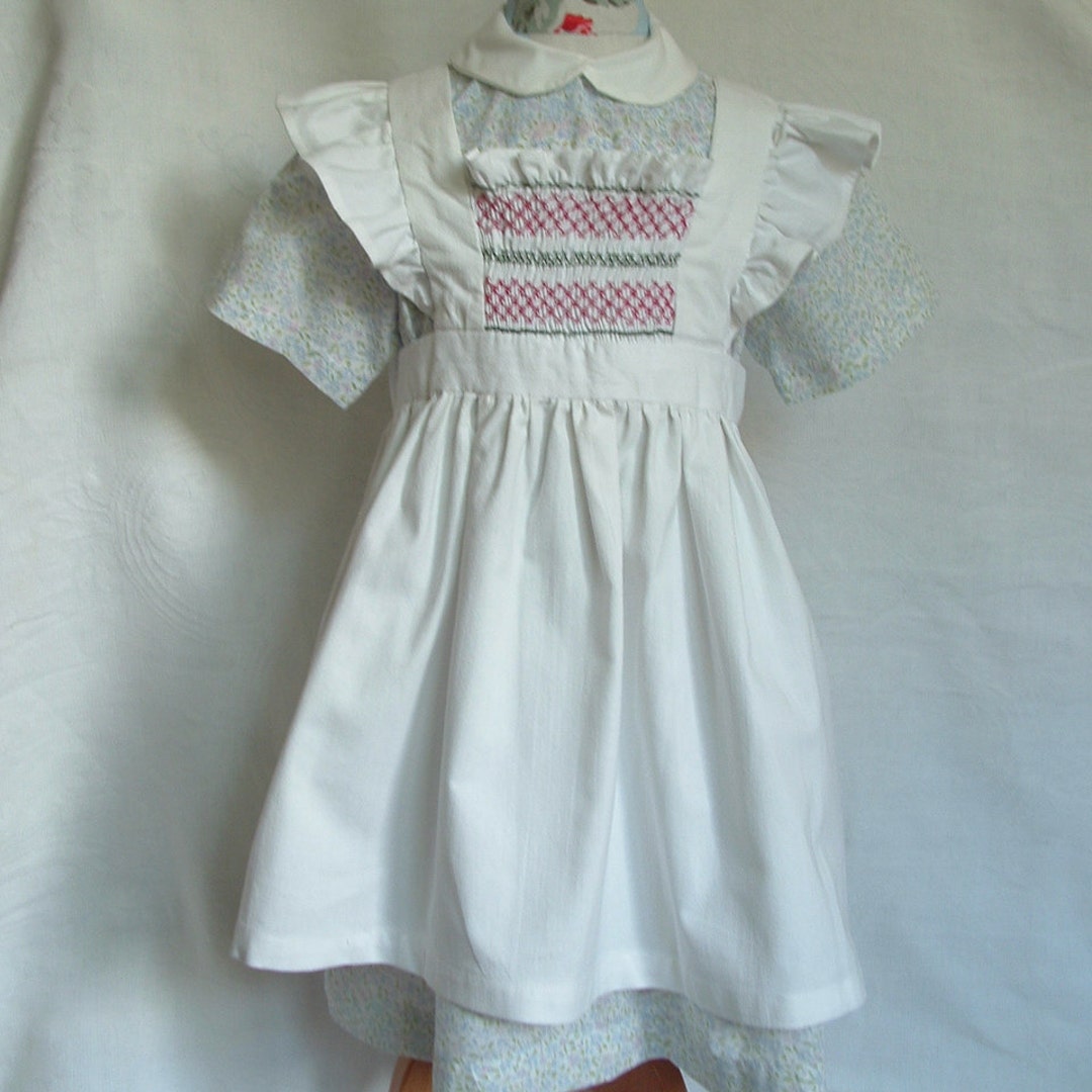 Handmade Late Victorian Style Pinafore With Hand Smocked Bib - Etsy UK