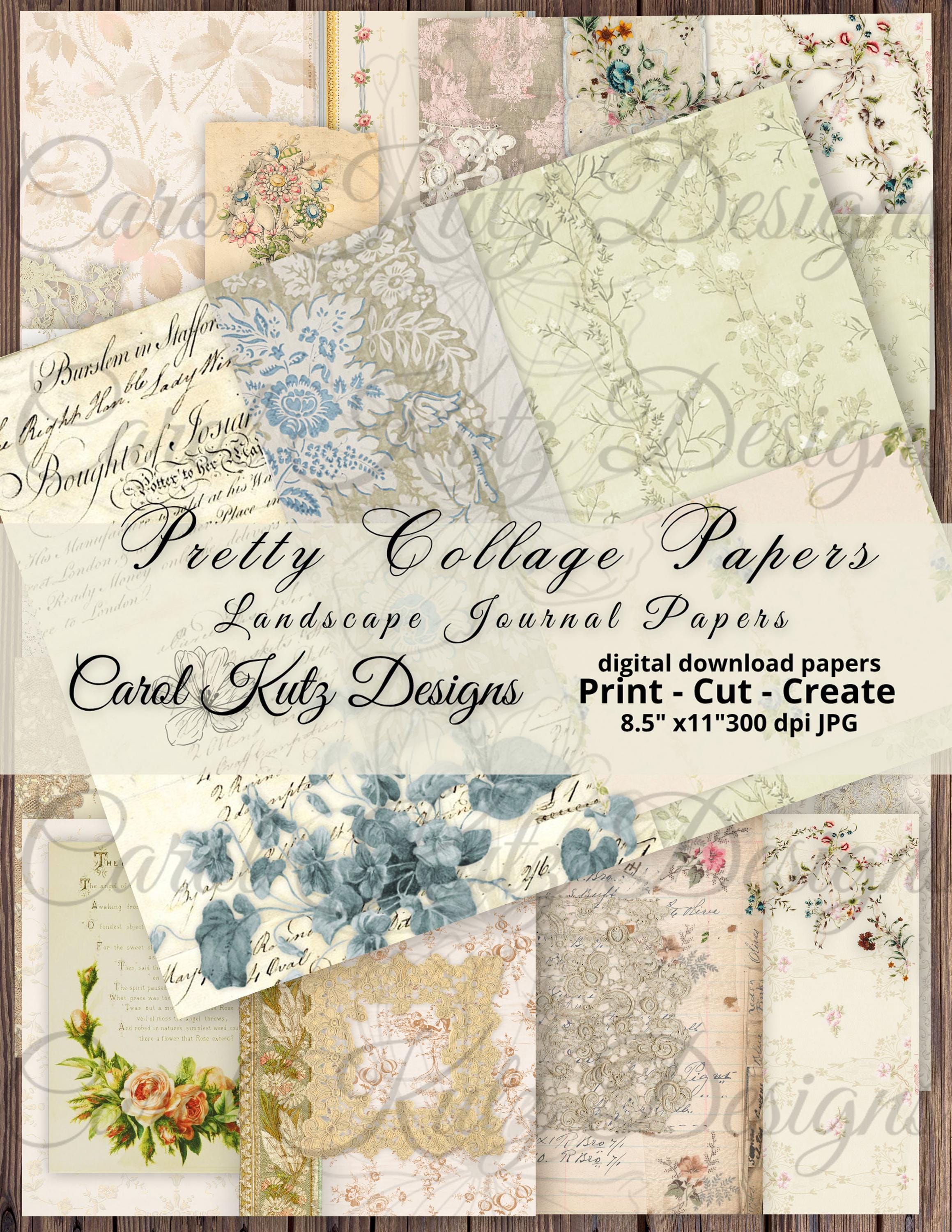 Pretty Collage Papers, Digital Download, Creative Papers, Vintage ...