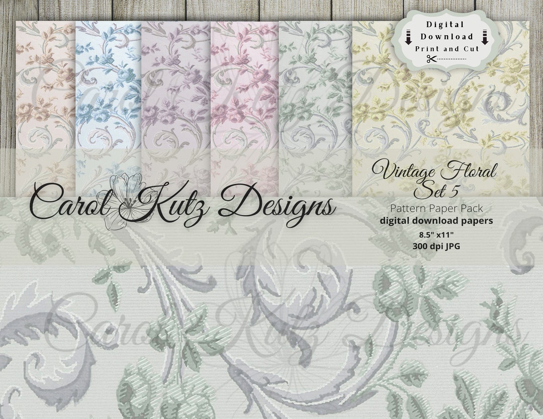 Floral Pattern Paper Set: #5 Scrapbook & Junk Journal (digital Download ...