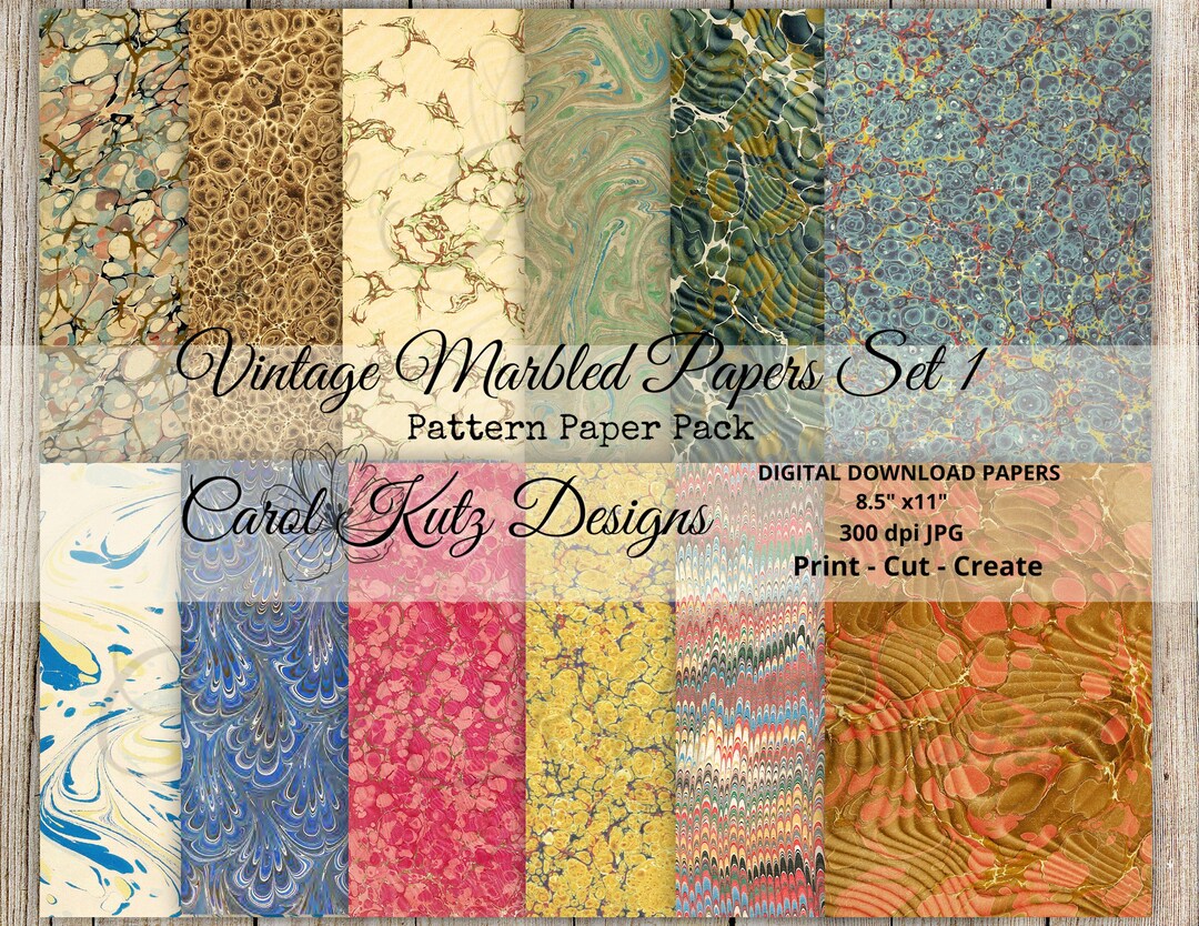 Vintage Marbled Pattern Paper Set: Scrapbook & Junk Journal (digital ...