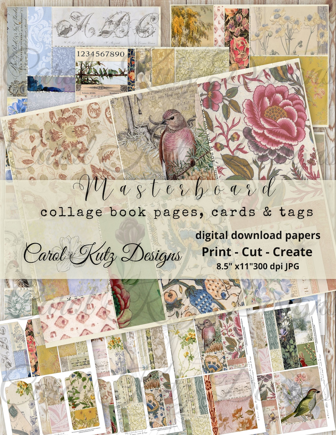 Junk Journal, Masterboard Book Pages, Tags, Cards, Ephemera, Mixed ...