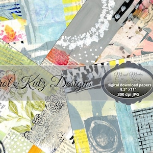 Mixed Media, Printable Collage Sheets, Digital Download, Background ...