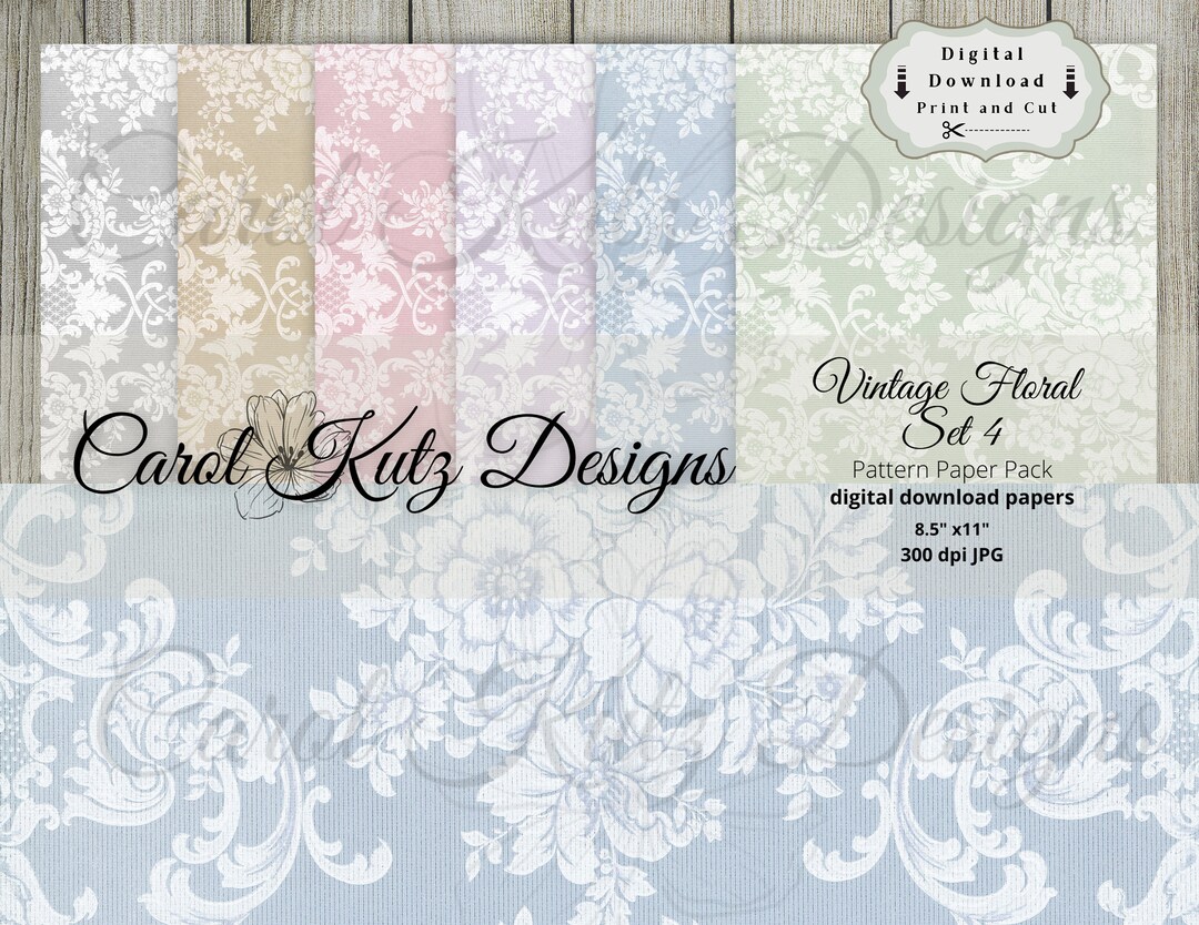 Floral Pattern Paper Set: #4 Scrapbook & Junk Journal (digital Download ...