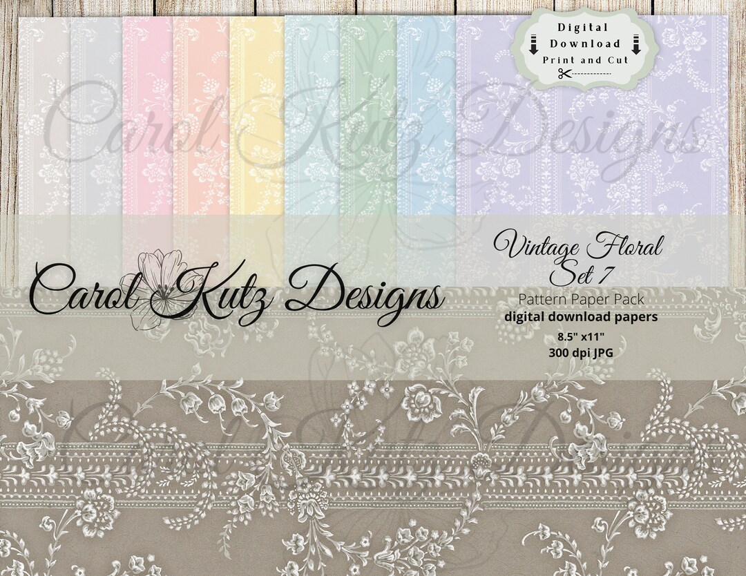 Floral Pattern Paper Set: #7 Scrapbook & Junk Journal (digital Download ...