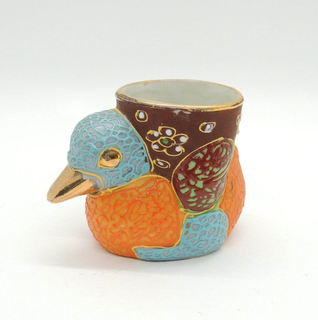Vintage Hand Painted Duck Toothpick Holder / Egg Cup, Raised Detailed ...