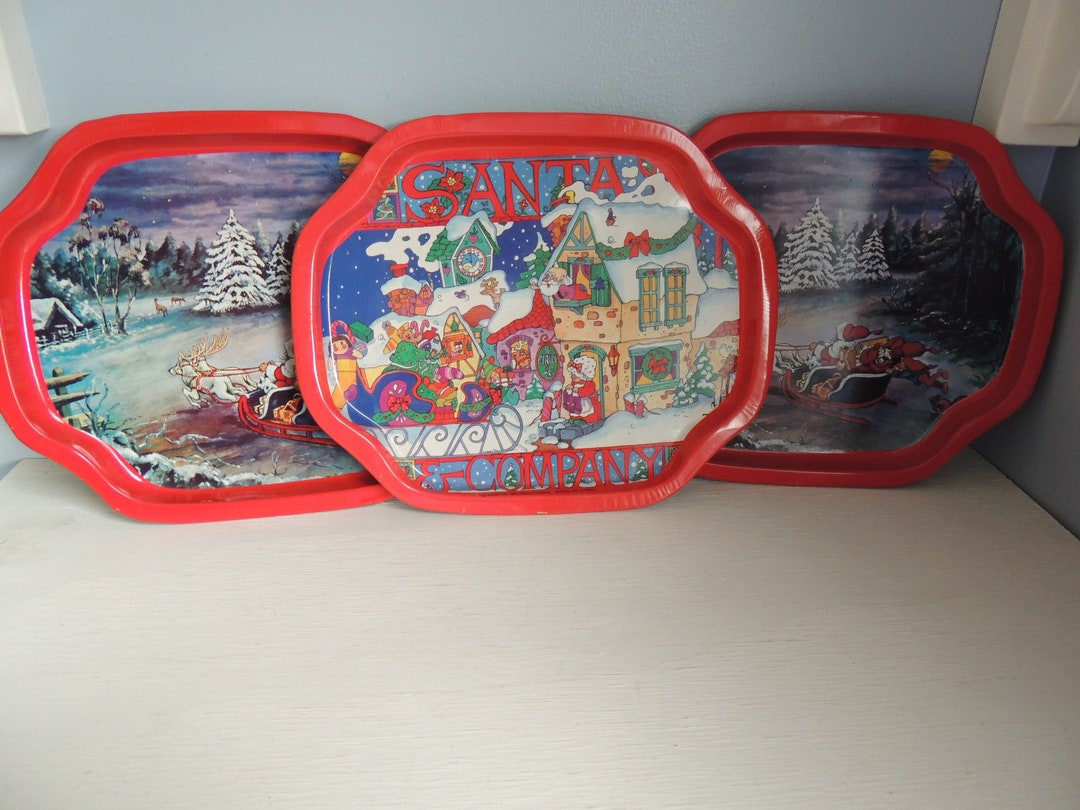 Vintage Christmas Tin Trays Snack Size Christmas Trays - Etsy