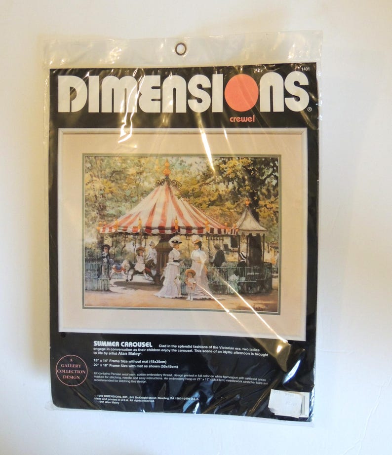 Vintage Dimensions Crewel Kit, Summer Carousel, #1401, Victorian Style ...