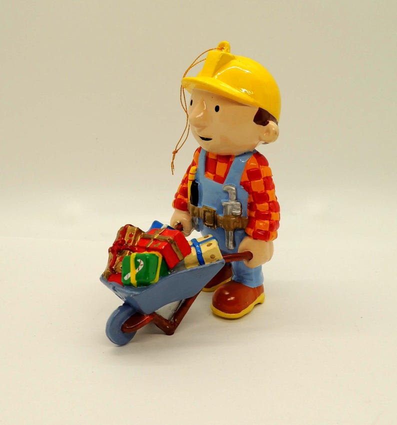 Vintage Bob the Builder Christmas Ornament, Bob Pushing Wheelbarrow ...