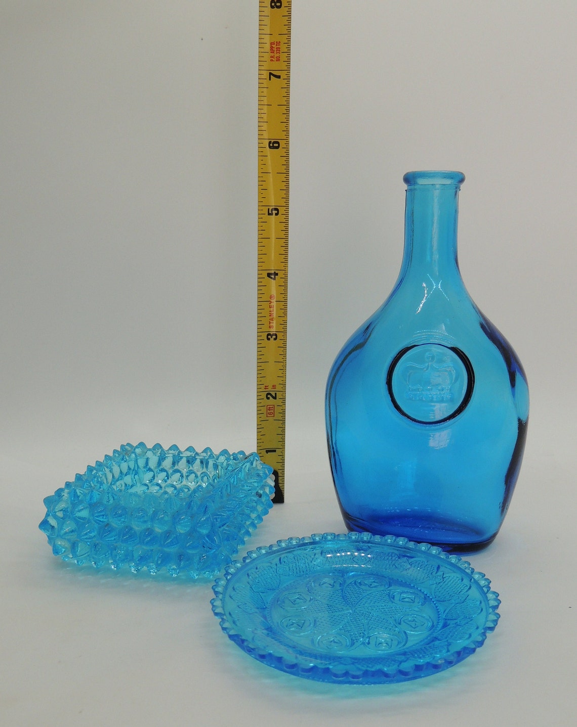 Vintage Lot of Blue Glass Wheaton Blue Glass Vase Hobnail - Etsy
