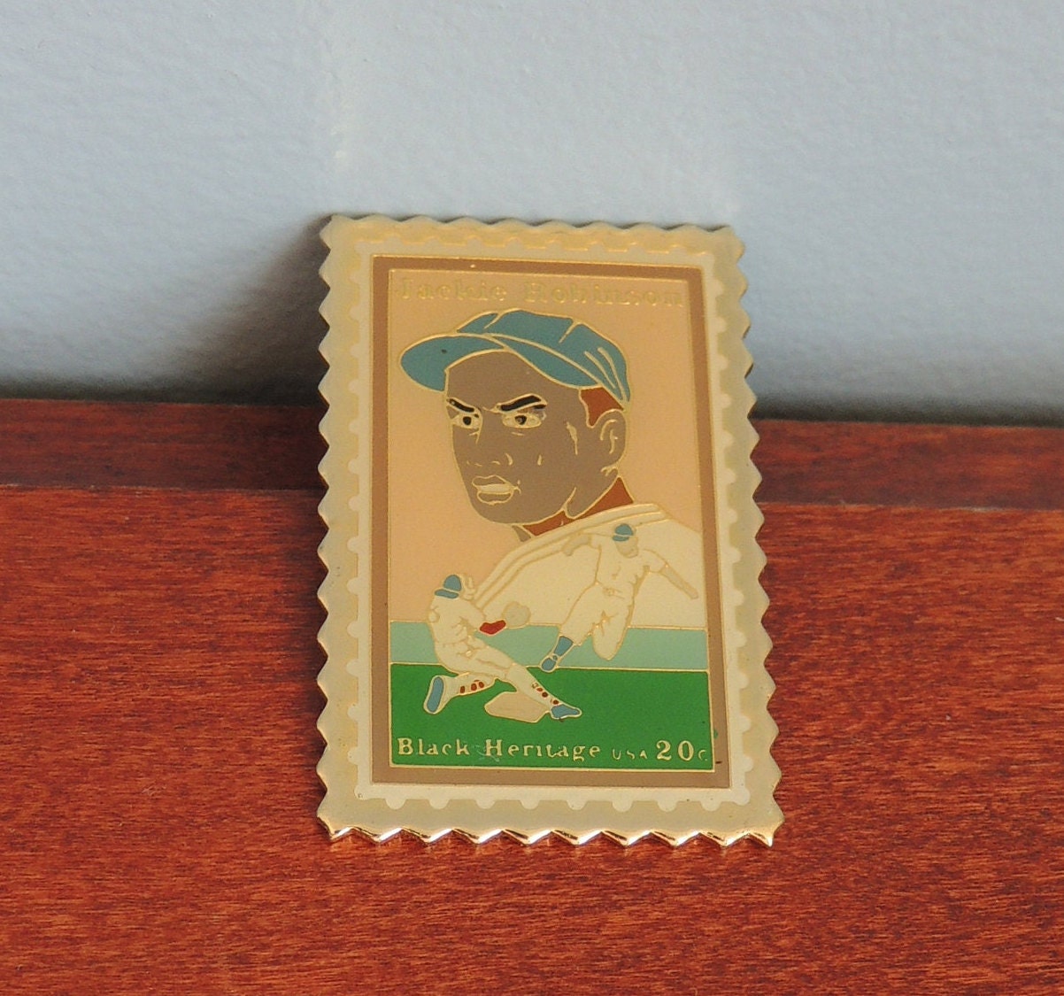 Vintage 1982 USPS Jackie Robinson African American Heritage Stamp Pin ...