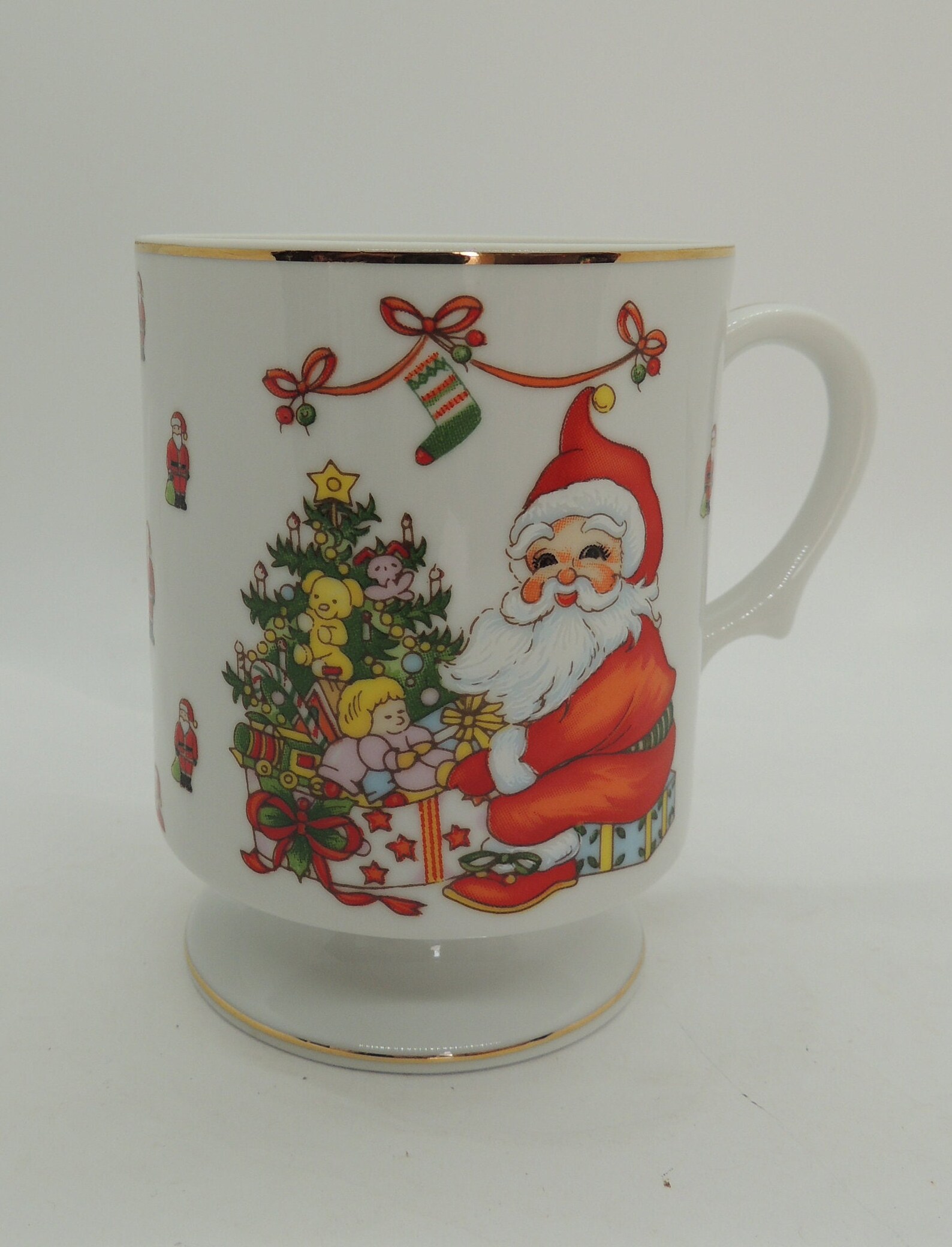 Vintage Lefton China Hand Painted Santa With Tree and Toys Mug, 1984 ...